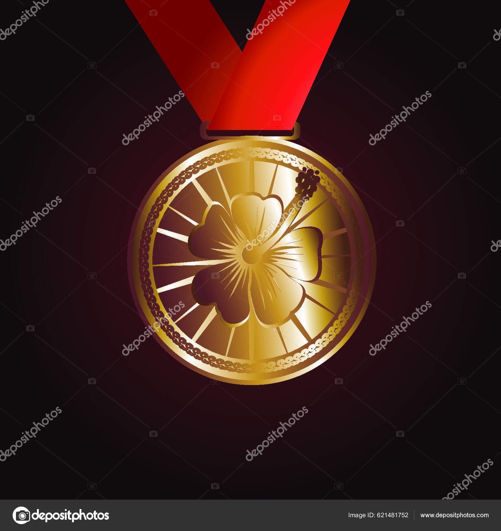 Red Ribbon Gold Medal Vector Art Stock Vector by ©YAY_Images 621481752