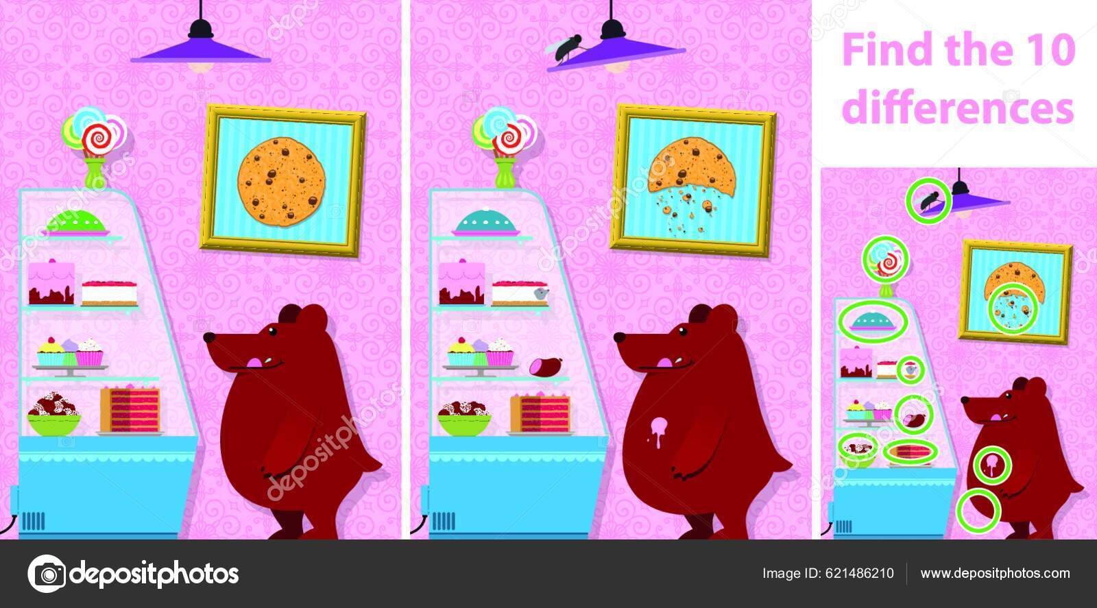 Childrens Spot Difference Puzzle Bear Stock Vector by ©YAY_Images 621486210
