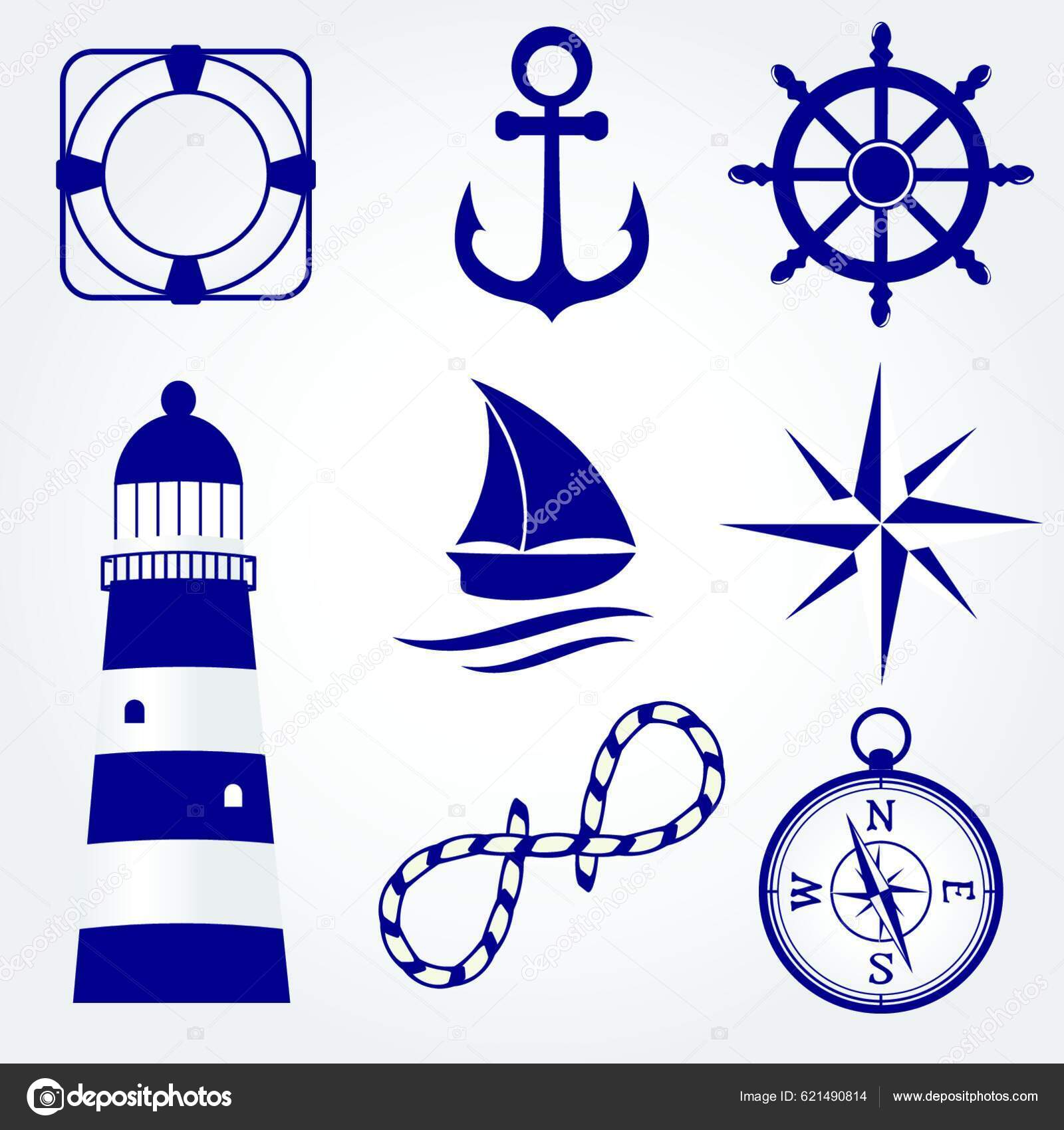 Set Dari Simbol Laut Vektor Stok oleh ©YAY_Images 621490814