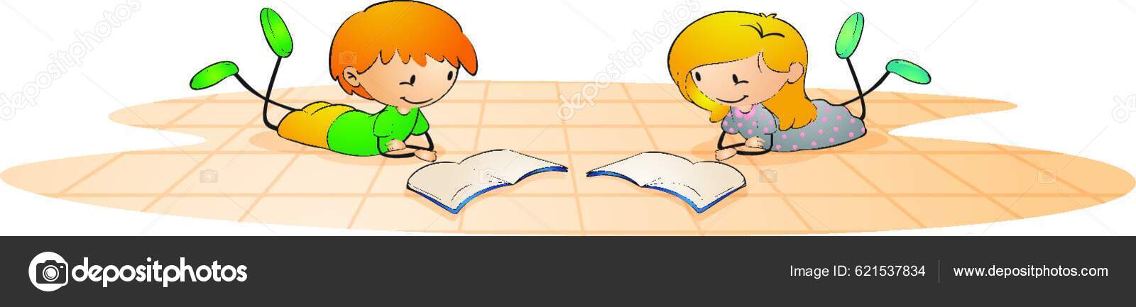 Kids Reading Book Graphic Vector Illustration Stock Vector by ©YAY ...