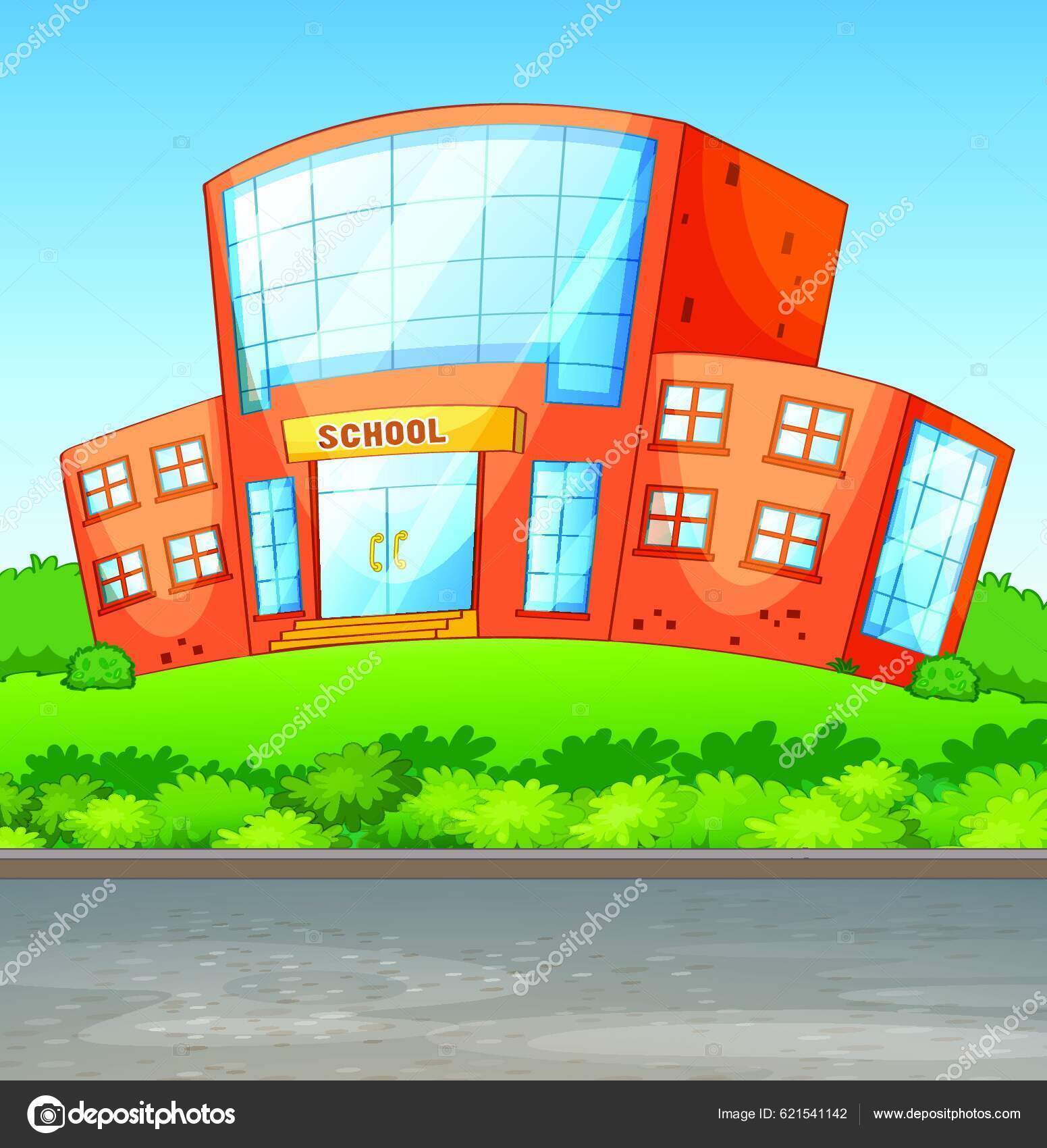 Ilustración Edificio Escolar Vector de stock #621541142 de ©YAY_Images