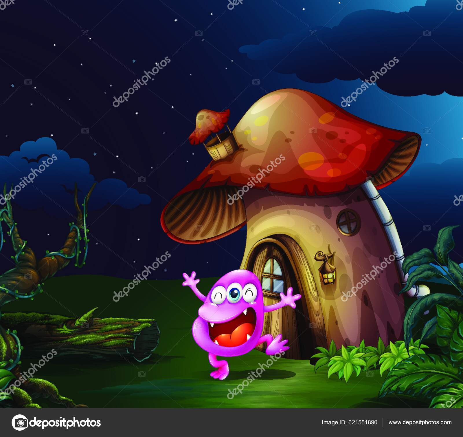 Monstro Rosa Perto Casa Cogumelo vetor(es) de stock de ©YAY_Images ...