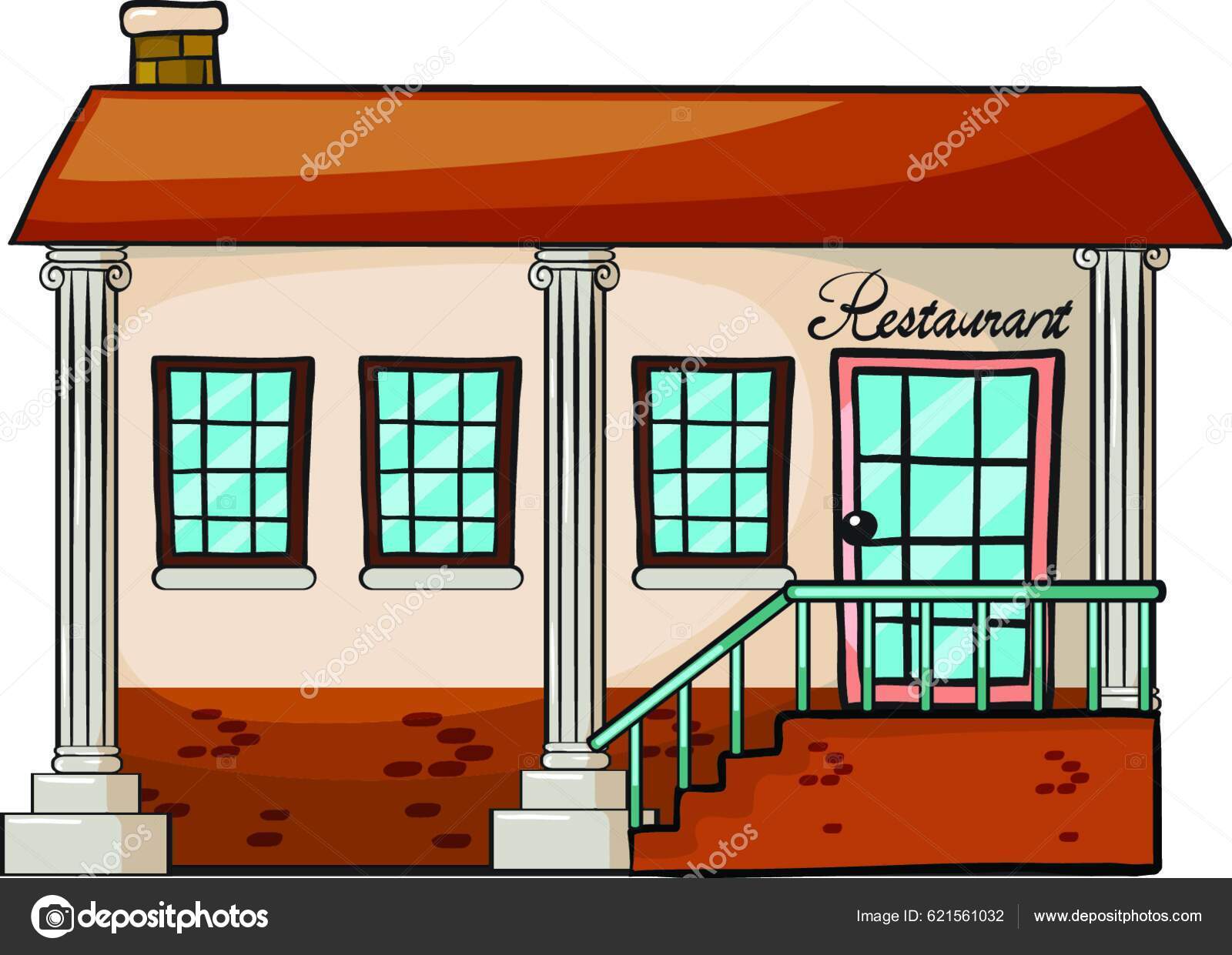Restaurant Building Vector Illustration Simple Design Stock Vector by ...