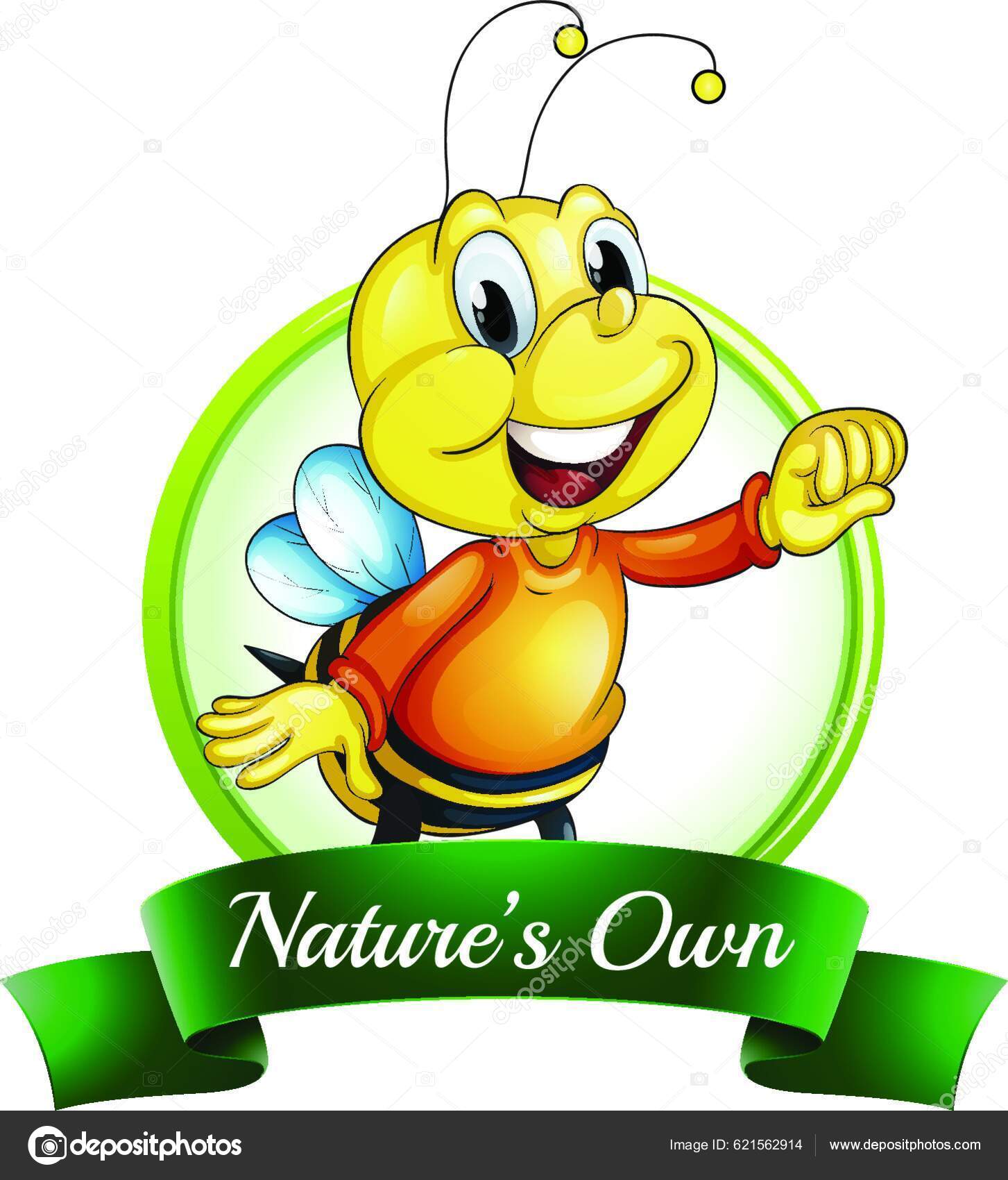 Nature's Own Label Smiling Bee Stock Vector by ©YAY_Images 621562914