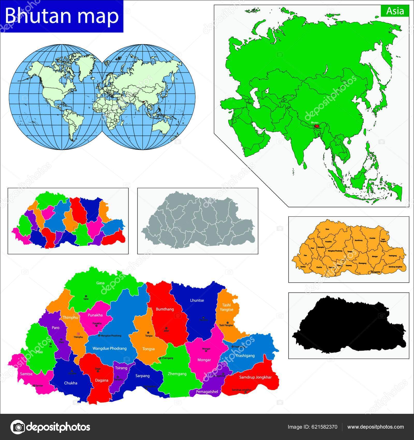 Mapa Bután Ilustración Vectorial Gráfica Vector de stock por ©YAY ...