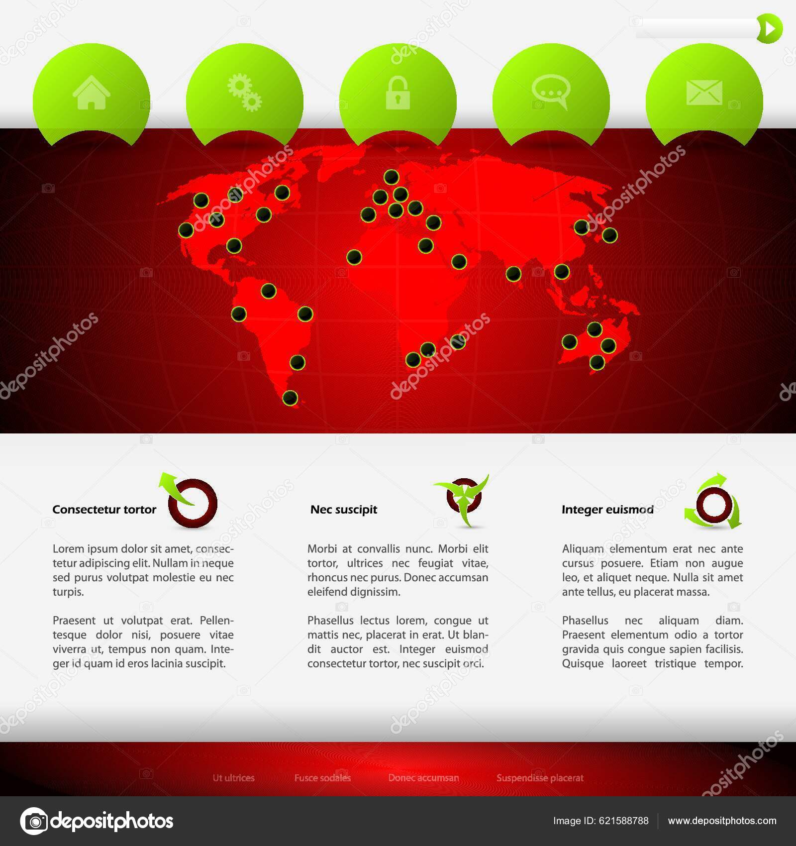 Templat Web Dengan Peta Dunia Dan Rincian Vektor Stok oleh ©YAY_Images ...