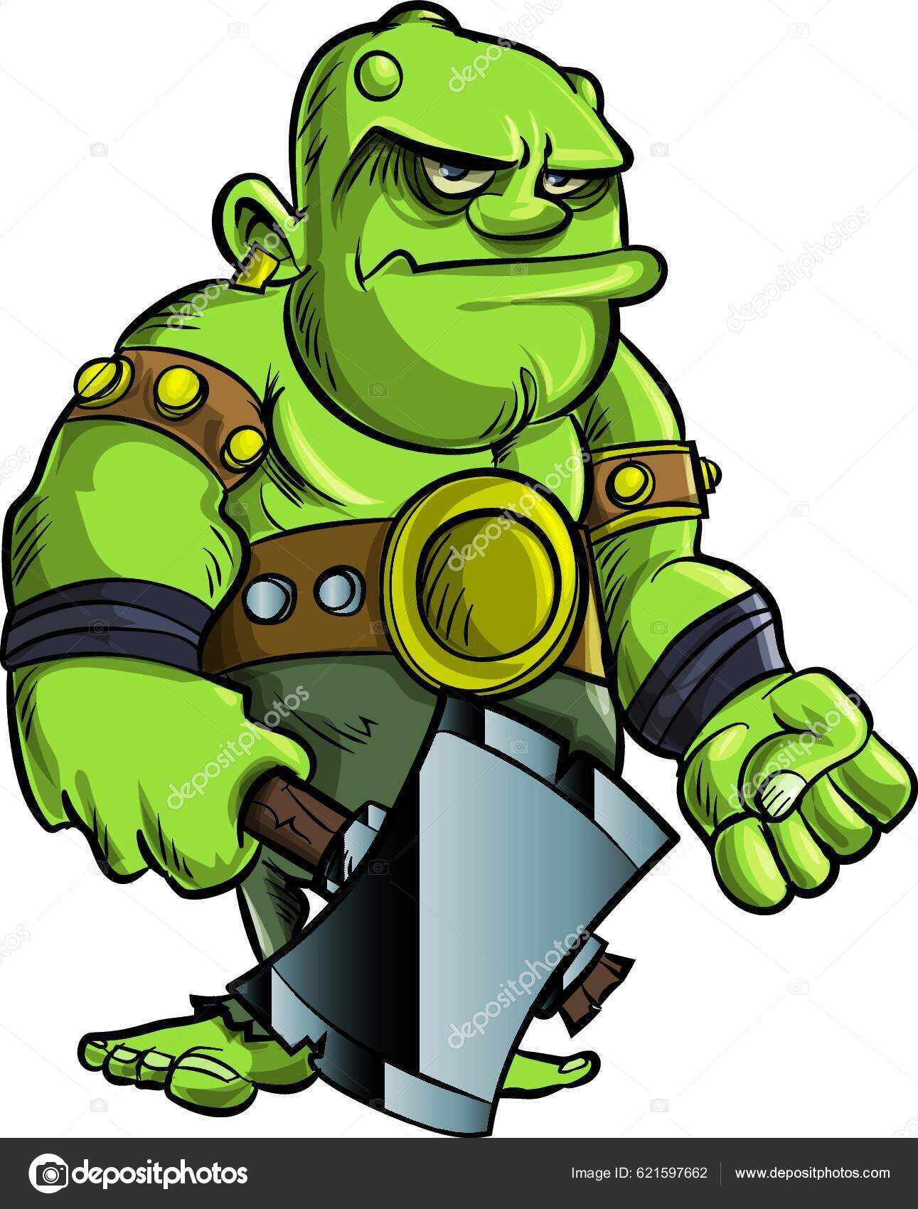 Ogro Dibujos Animados Con Gran Hacha Ilustración de stock de ©YAY ...