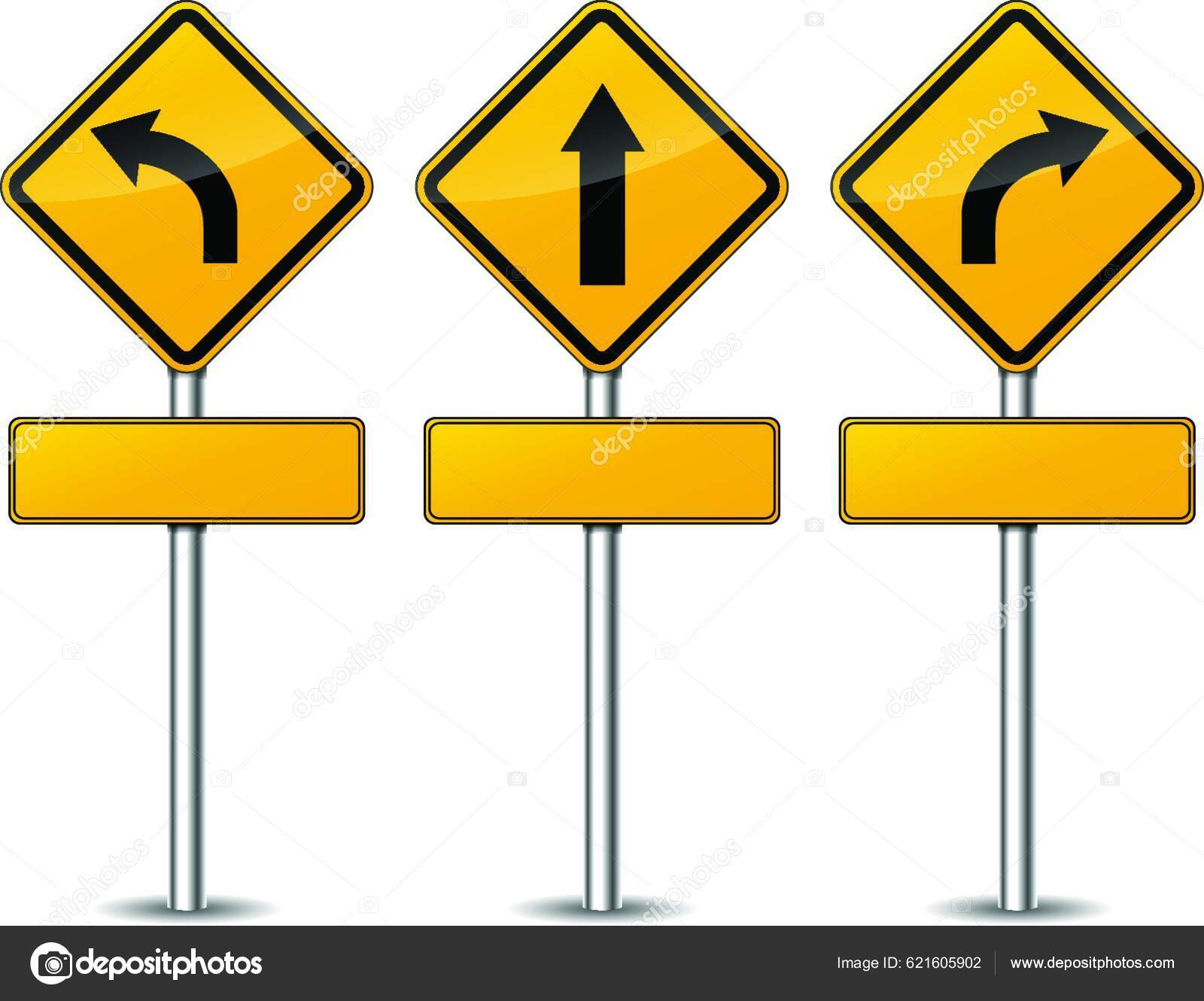 Vector Yellow Turn Signs Stock Vector by ©YAY_Images 621605902