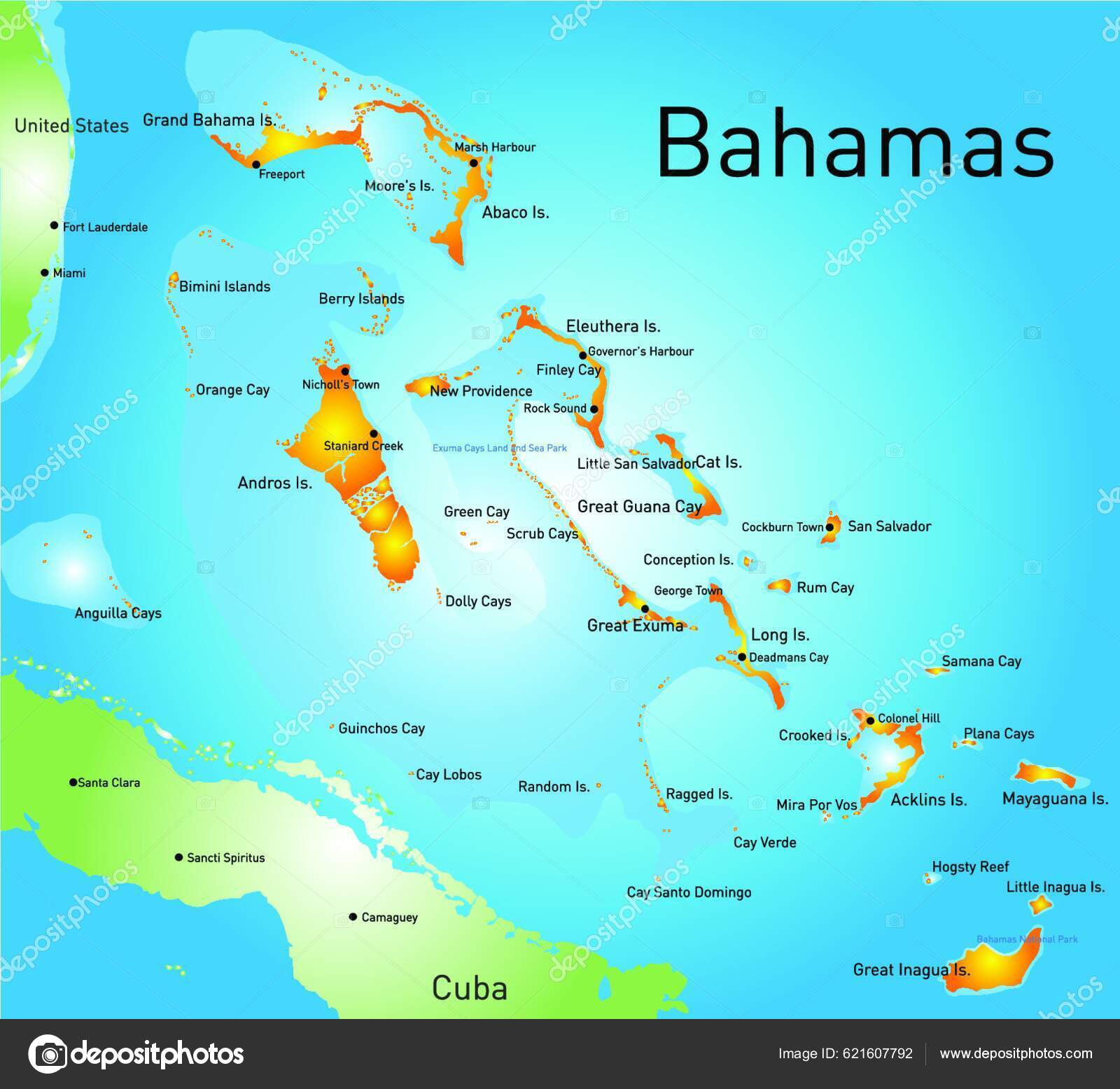 Bahamas Mapa Vector Ilustración Diseño Simple Vector de stock por ©YAY ...