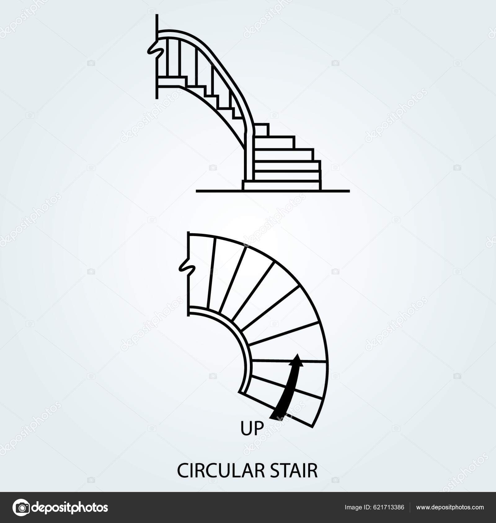 Tampilan Atas Dan Sisi Tampilan Dari Tangga Melingkar Vektor Stok oleh ...