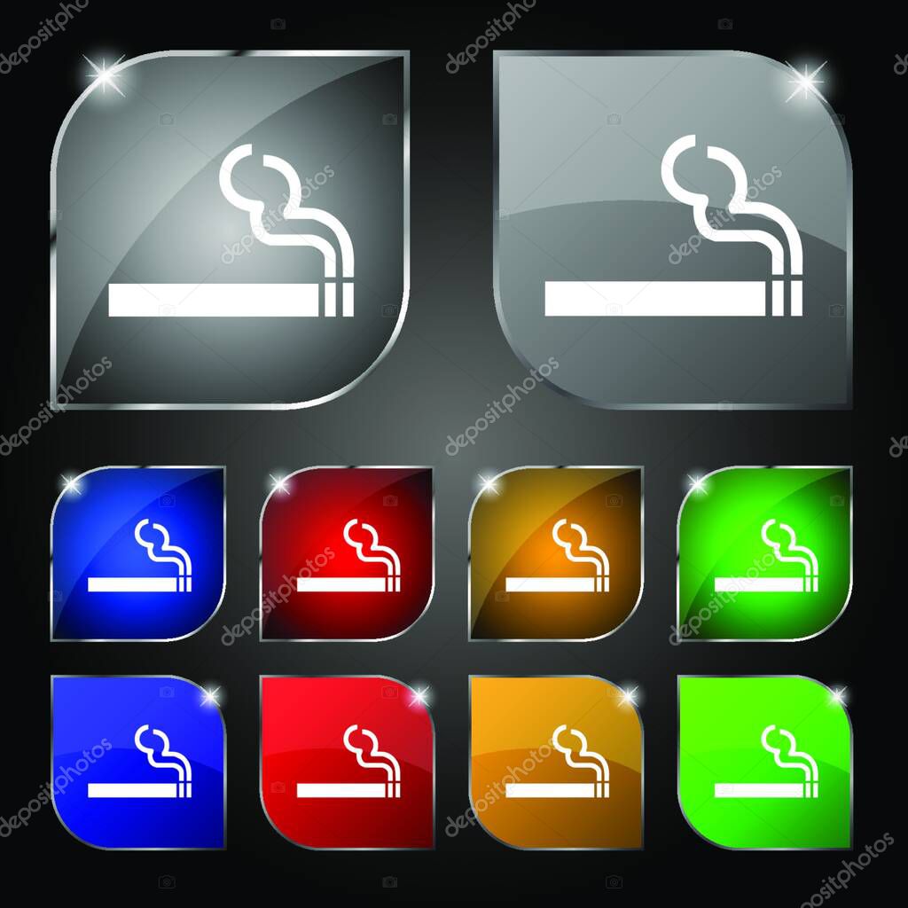 "signo de icono de humo de cigarrillo. Conjunto de diez botones de ...