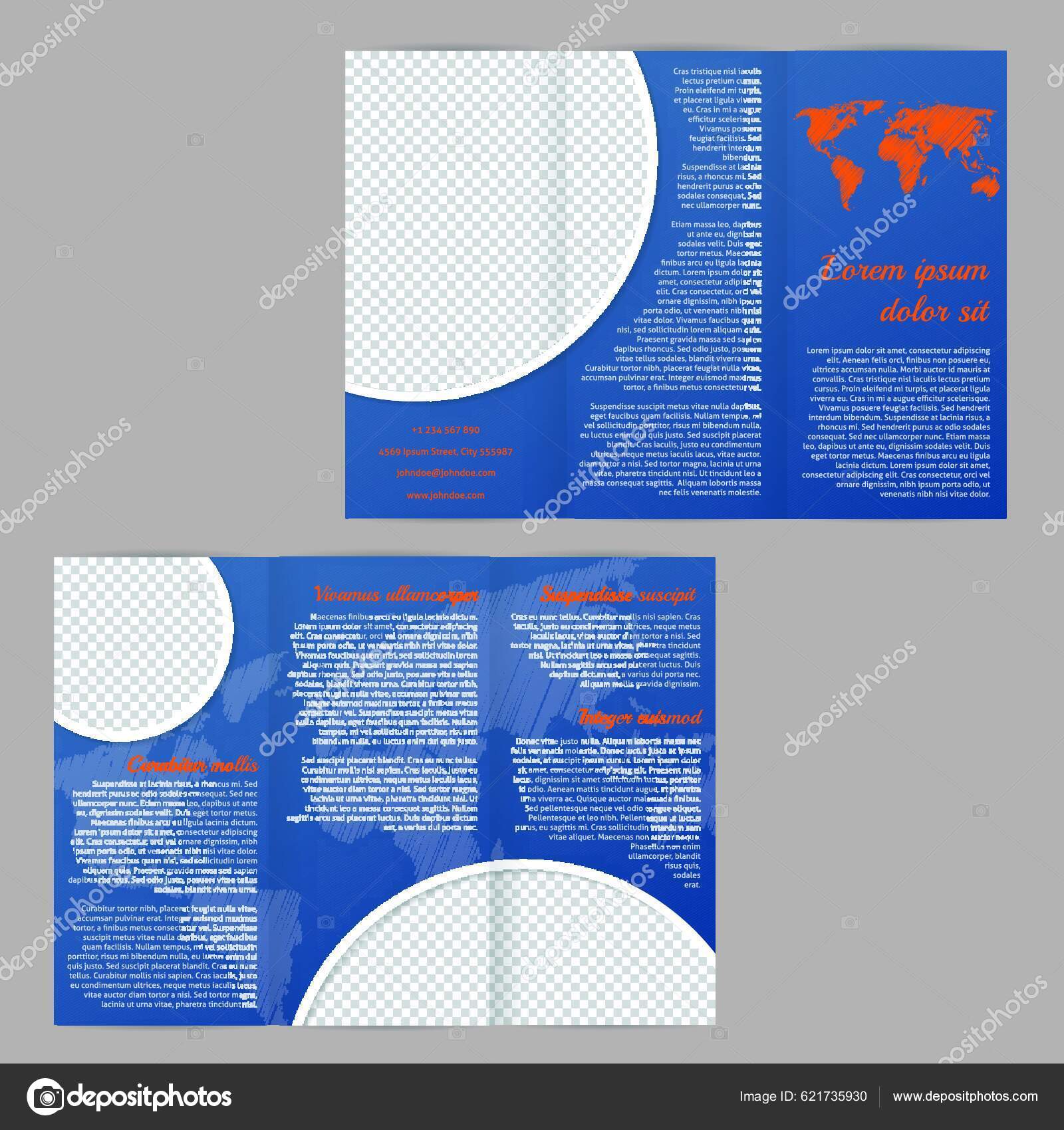 Templat Brosur Flyer Desain Dengan Peta Dunia Dan Foto Penularan Vektor ...