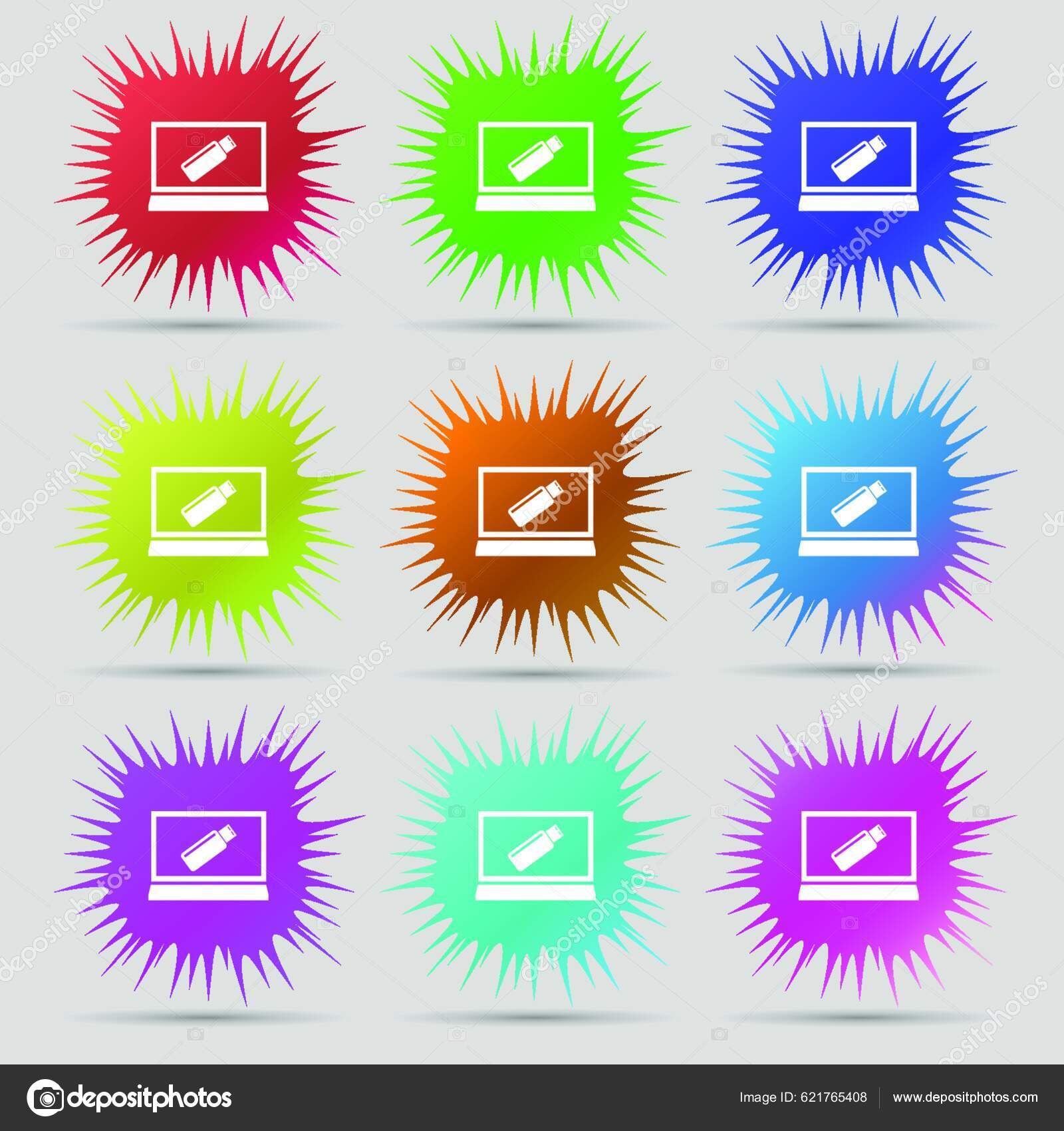 Usb Flash Drive Monitor Sign Icon Video Game Symbol Nine Stock Vector ...