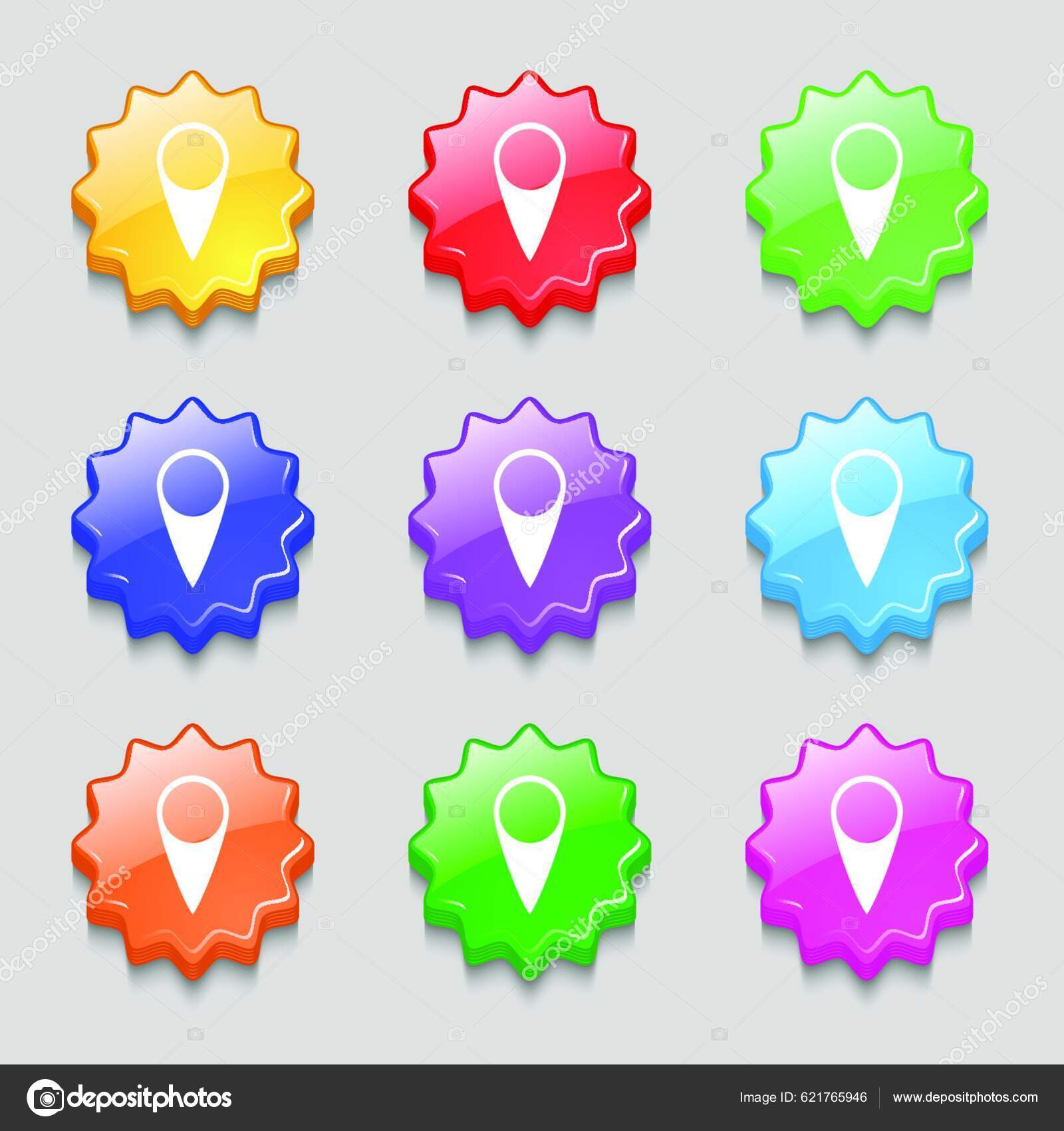 Map Pointer Icon Gps Location Symbol Symbols Nine Wavy Colourful Stock Vector by ©YAY_Images ...