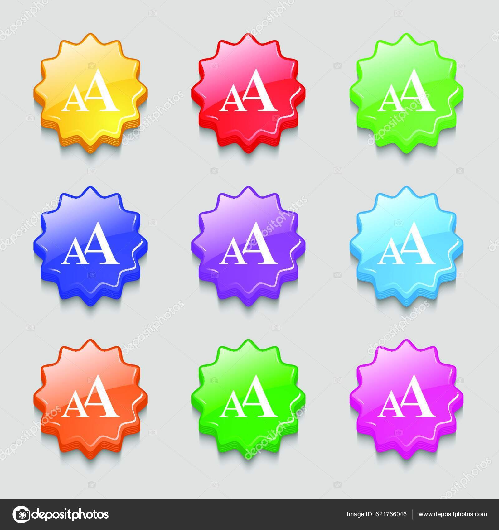 Enlarge Font Icon Sign Symbols Nine Wavy Colourful Buttons Vector Stock ...