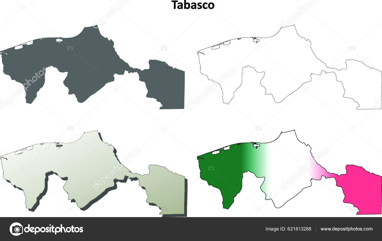 Tabasco Blanco Esquema Mapa Conjunto Vector Gráfico Vectorial © Yay