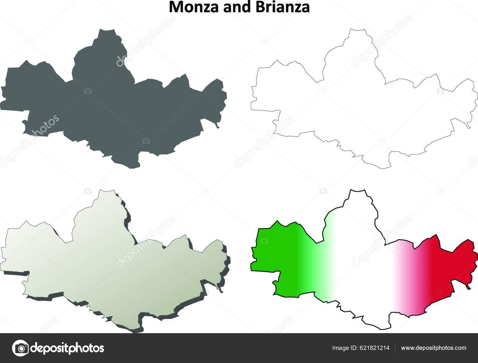 Monza Brianza Blanco Esquema Detallado Mapa Conjunto Vector de stock ...