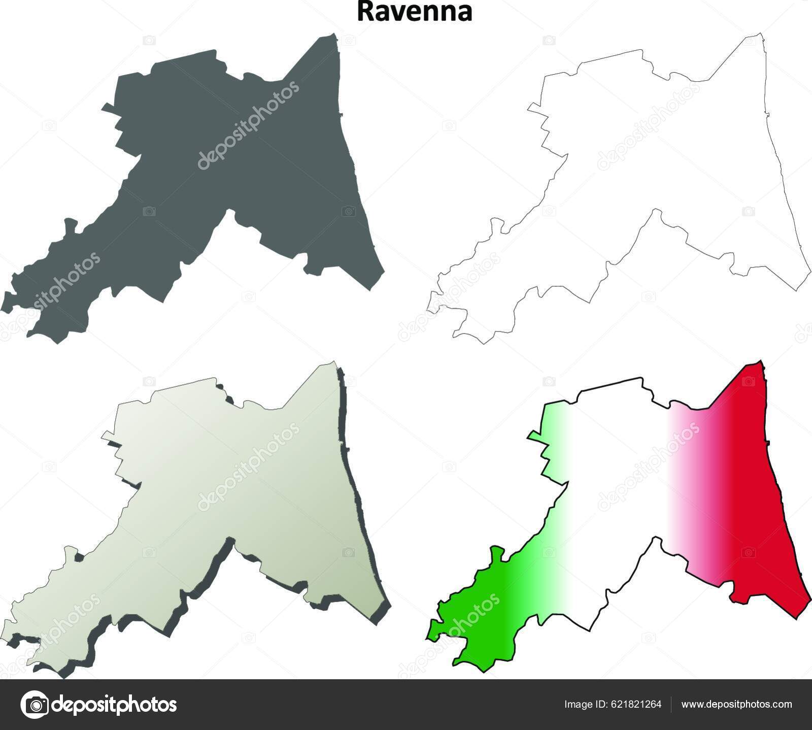 Ravenna Blanco Esquema Detallado Mapa Conjunto Vector de stock por ©YAY ...