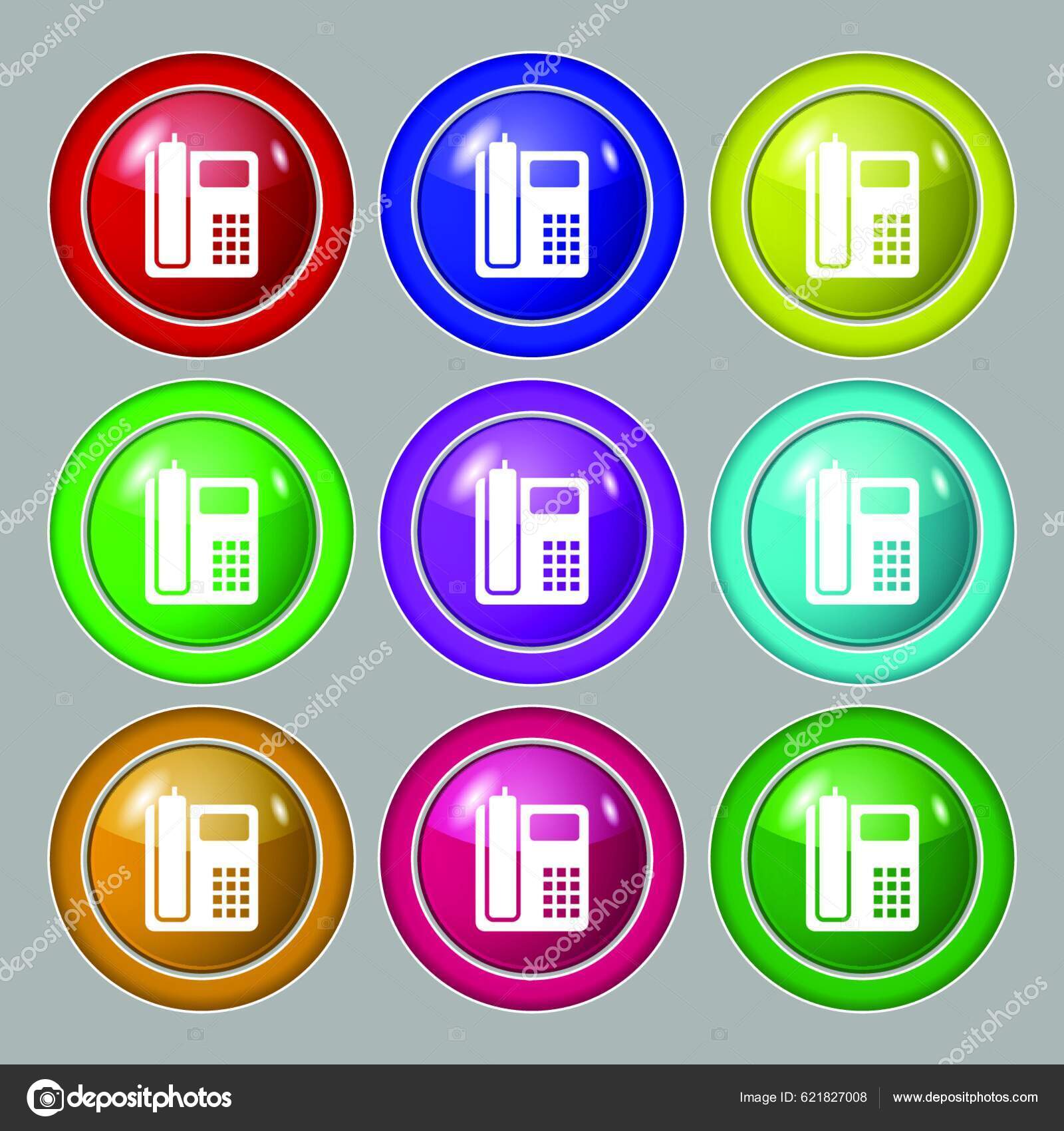 Home Phone Icon Sign Symbol Nine Colourful Buttons Vector Stock Vector ...