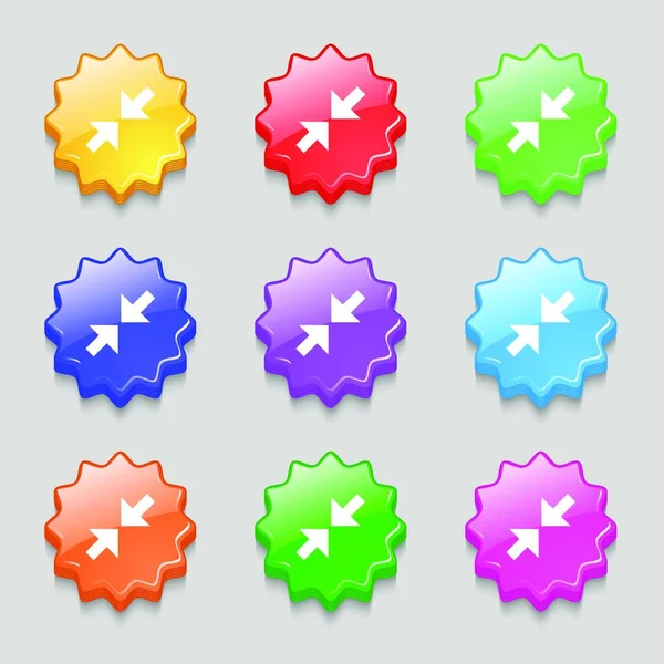 Full Screen Icon Sign Symbol Nine Wavy Colourful Buttons Vector Stock ...