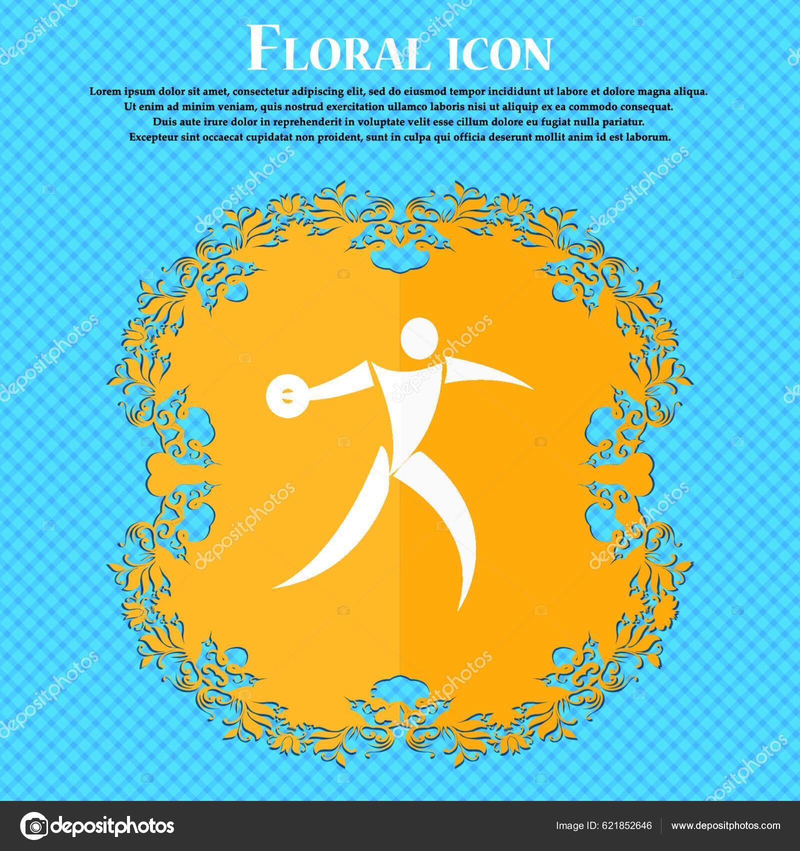 Discus Thrower Icon Floral Flat Design Blue Abstract Background Place Stock Vector Image by ©YAY ...