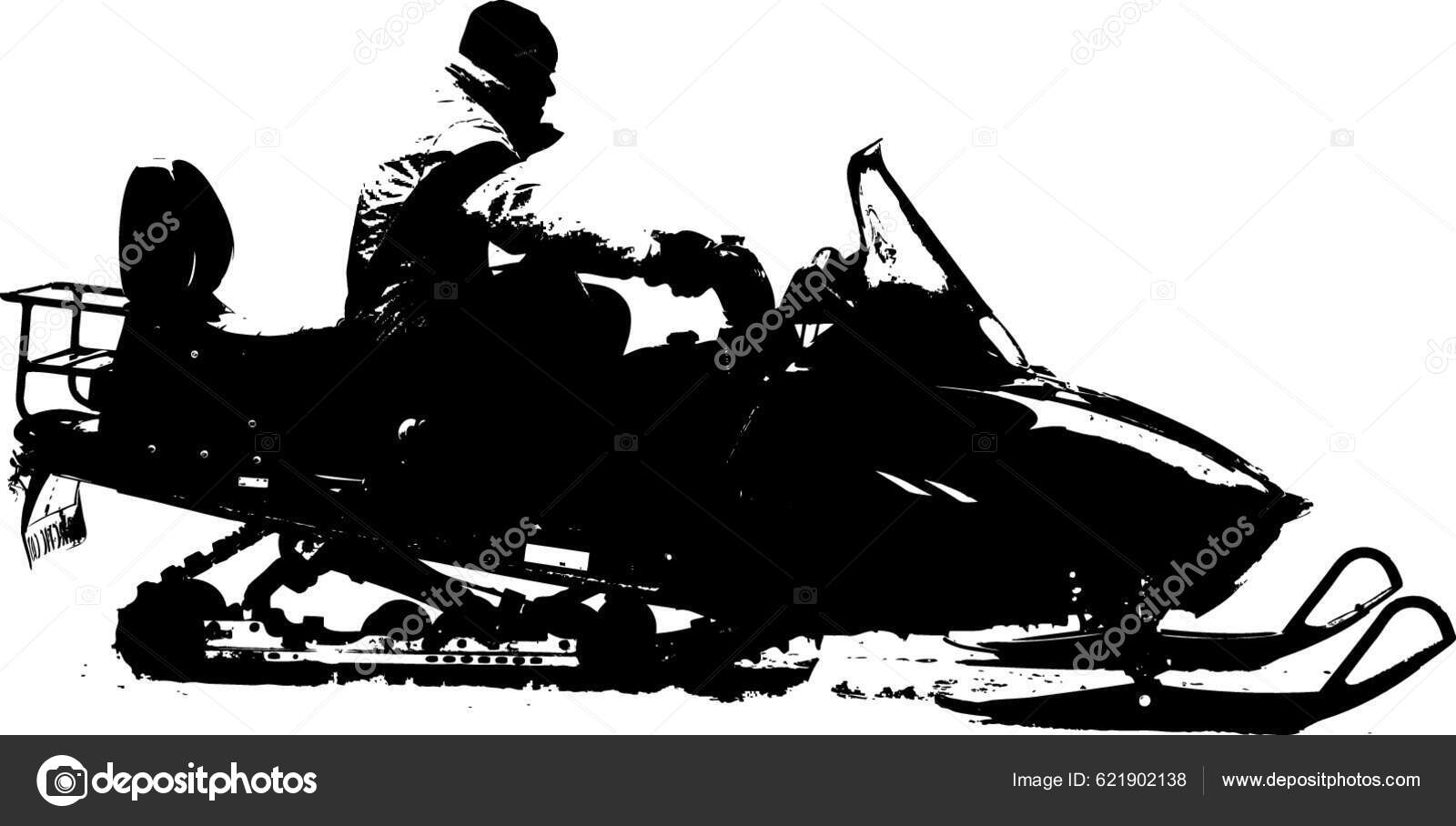 Silhouette Snowmobile White Background Vector Illustration Stock Vector ...