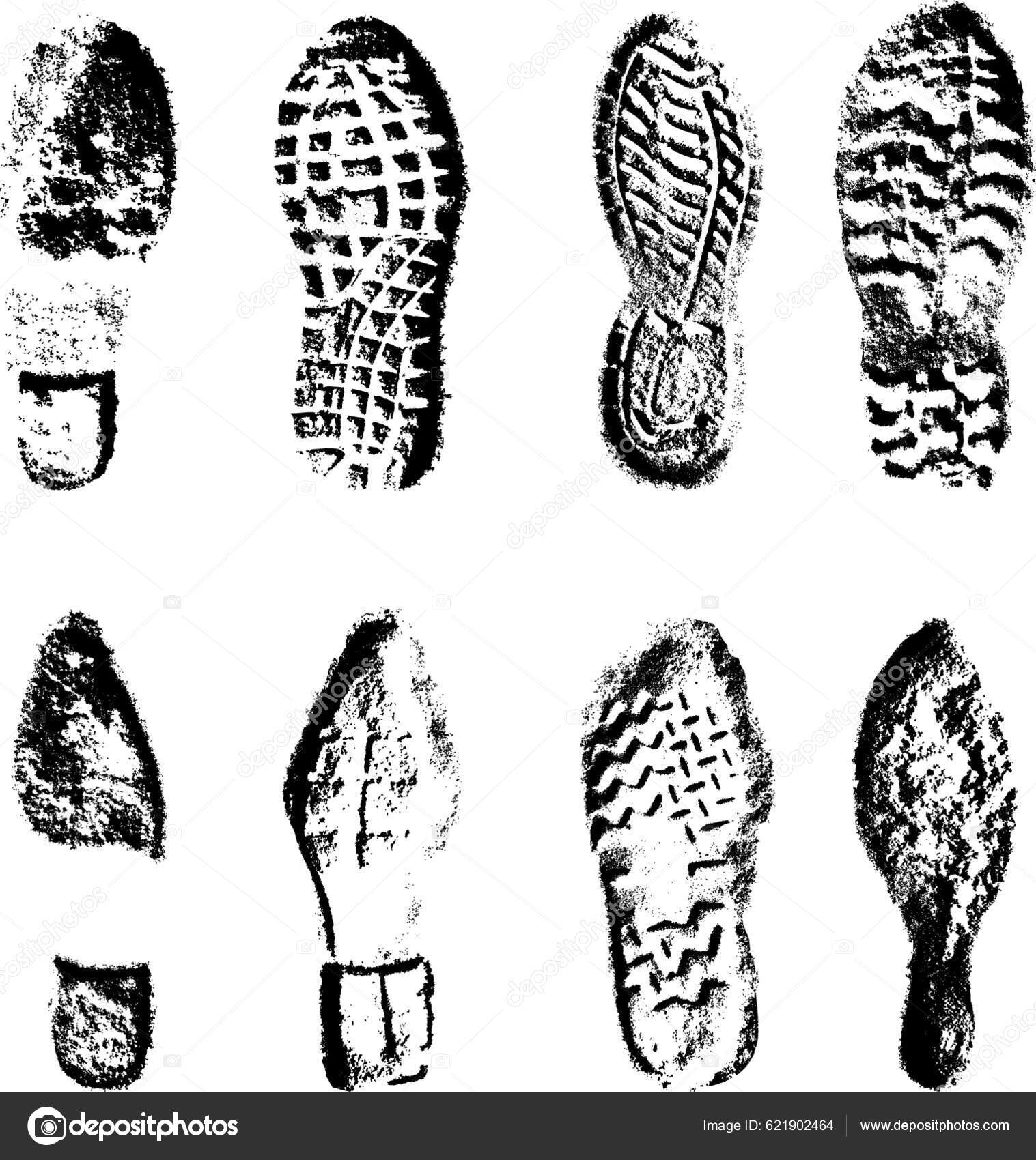 Colección Imprint Suelas Zapatos Silueta Negro Ilustración Vectorial ...
