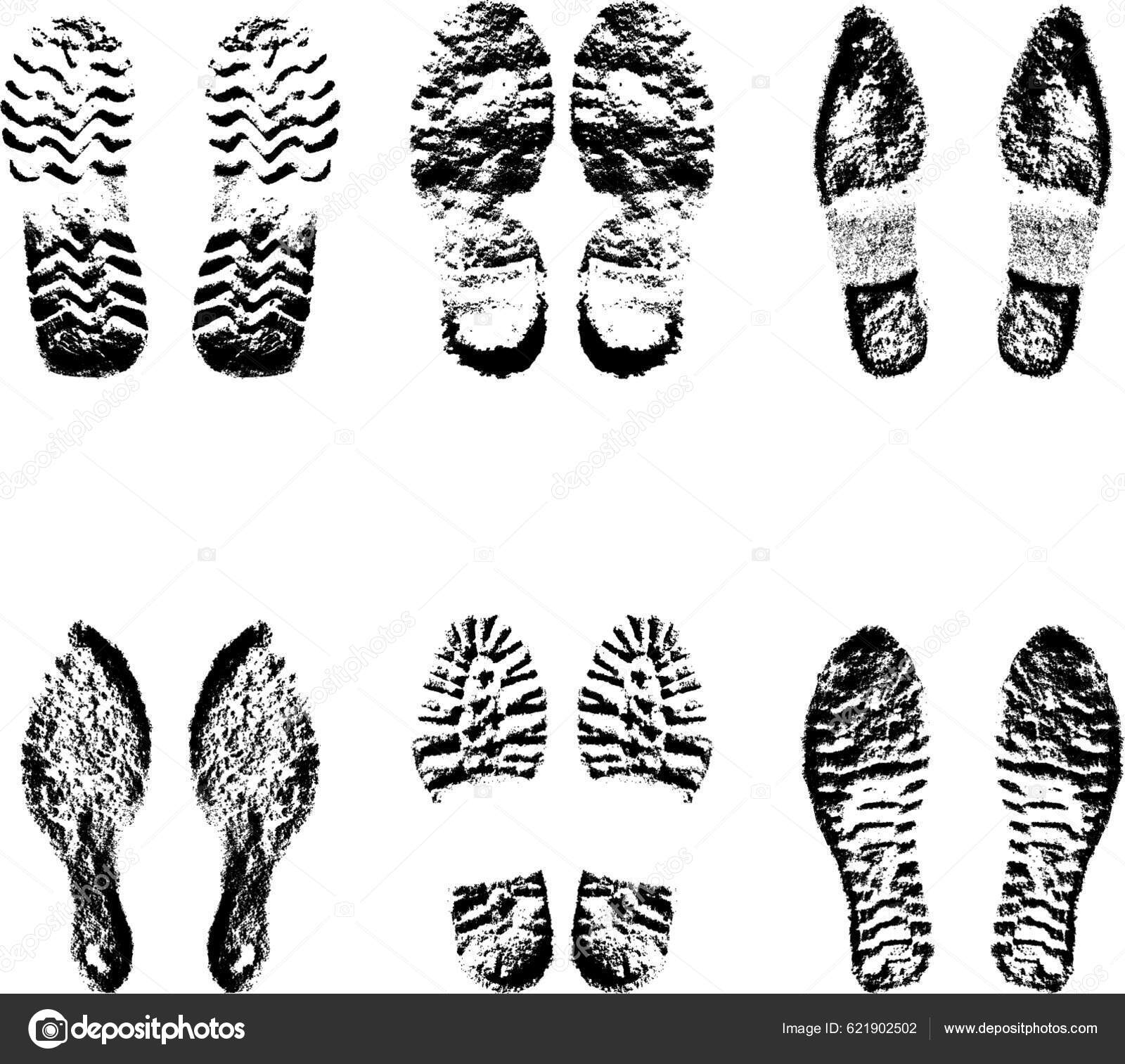 Collection Imprint Soles Shoes Black Silhouette Vector Illustration ...