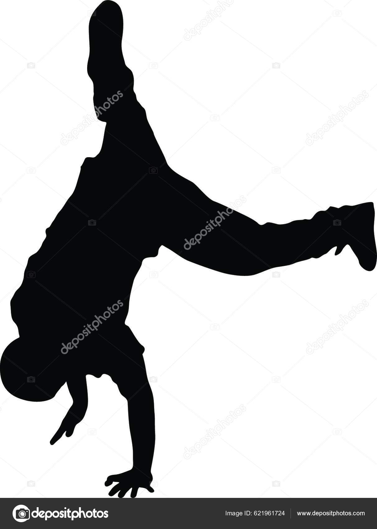 Black Silhouettes Breakdancer White Background Stock Vector by ©YAY ...