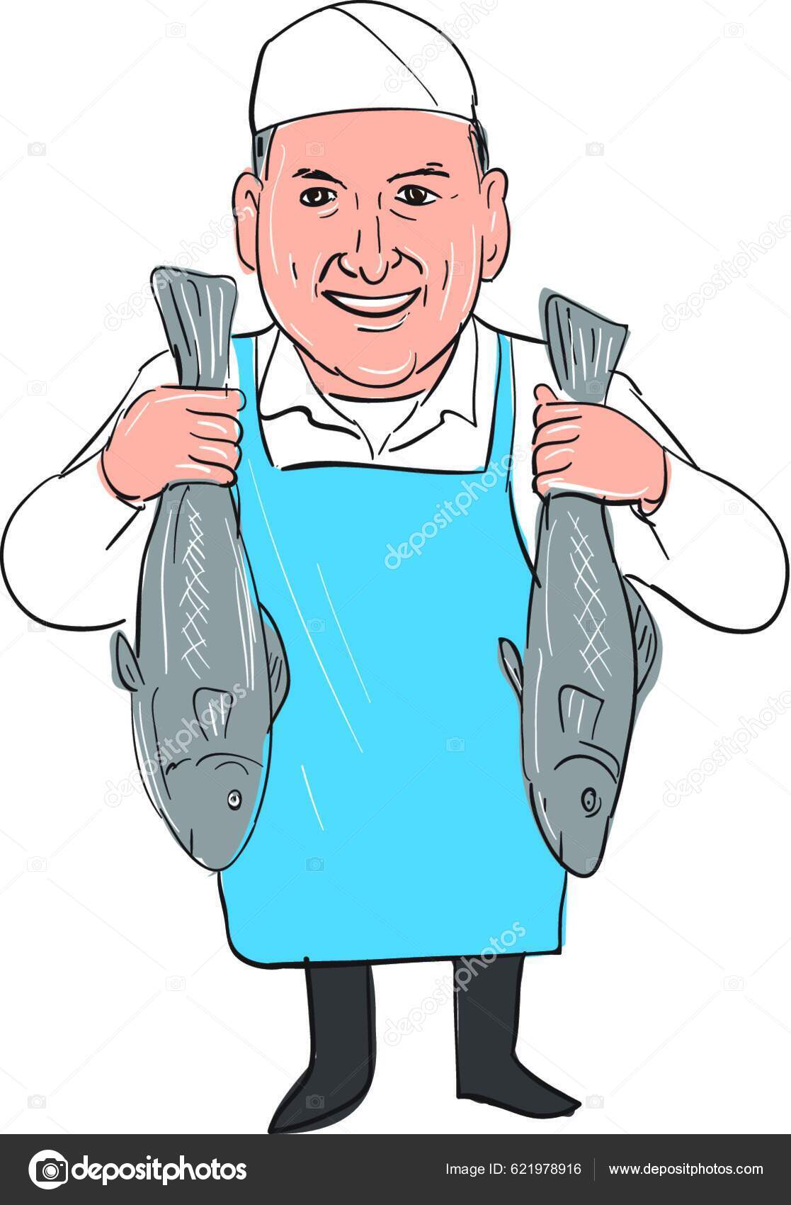 Fishmonger Holding Selling Fish Cartoon Stock Vector by ©YAY_Images ... Fishmonger Holding Selling Fish Cartoon Stock Vector by ©YAY_Images ...