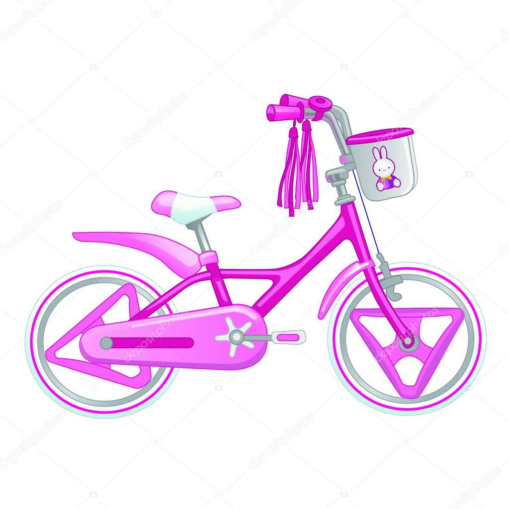 Linda bicicleta para niños para una ilustración vectorial niña aislada ...