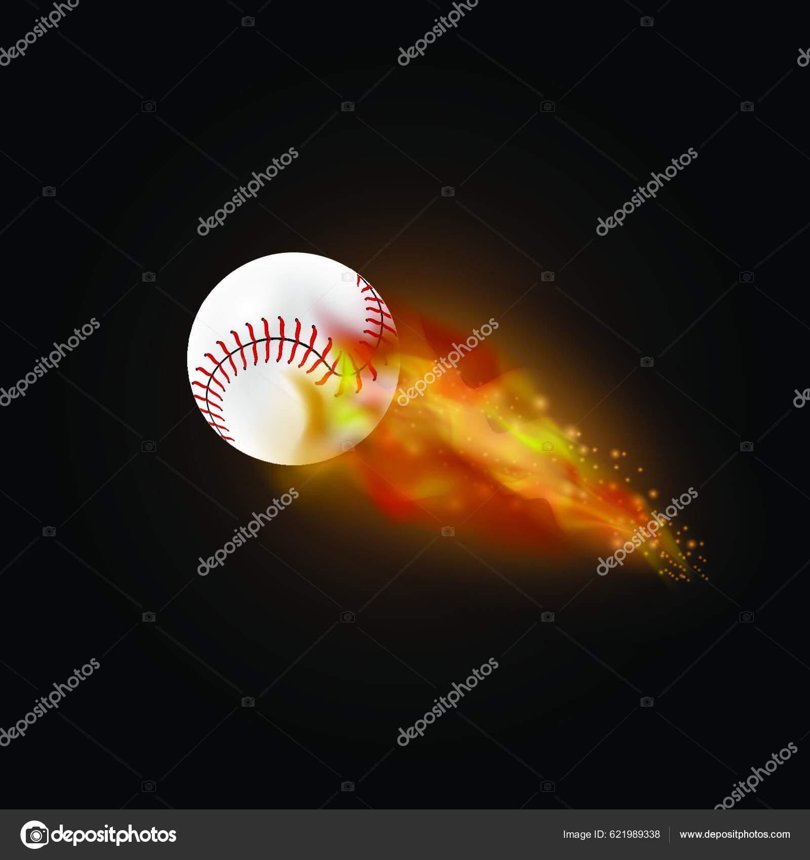 Burning Baseball Ball Fire Flame Stock Vector by ©YAY_Images 621989338