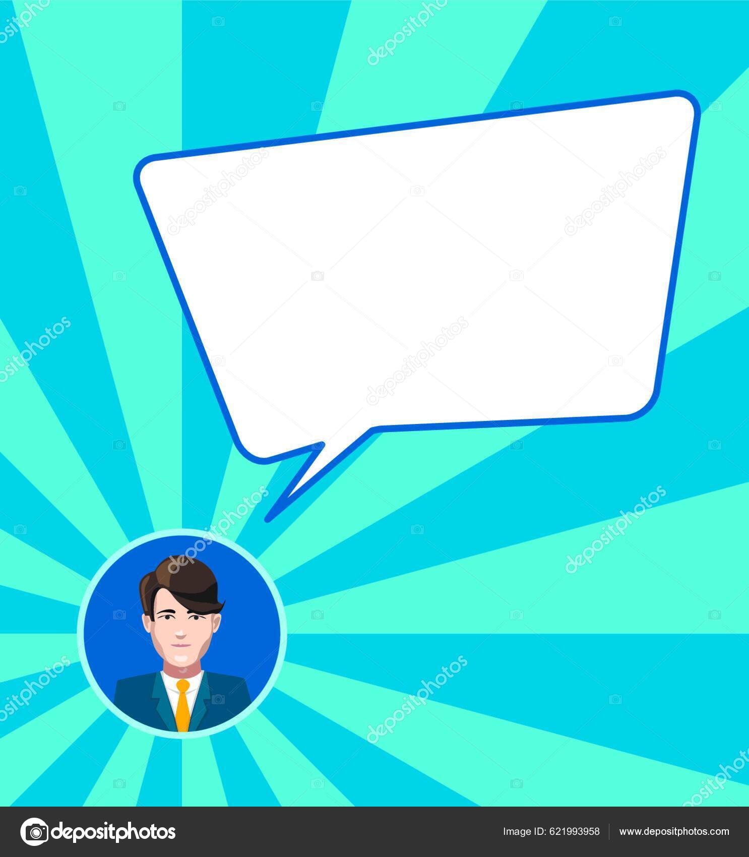 Businessman Speech Bubble Blue Background Flat Illustration Stock ...