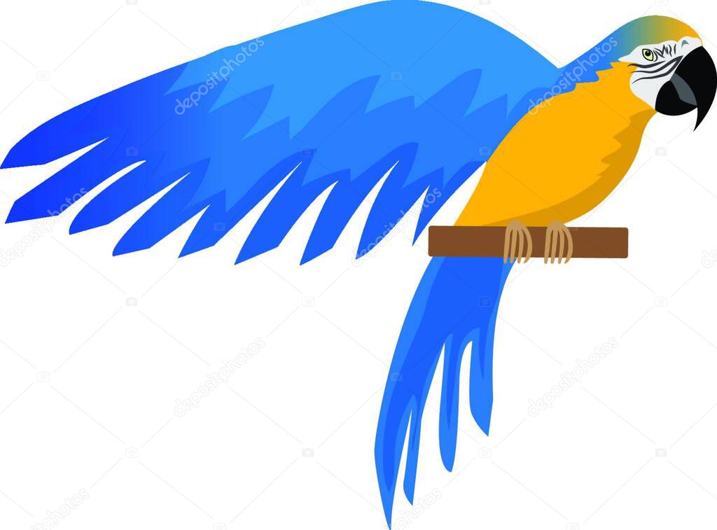 "Parrot Ara arararauna icono plano, estilo de dibujos animados ...