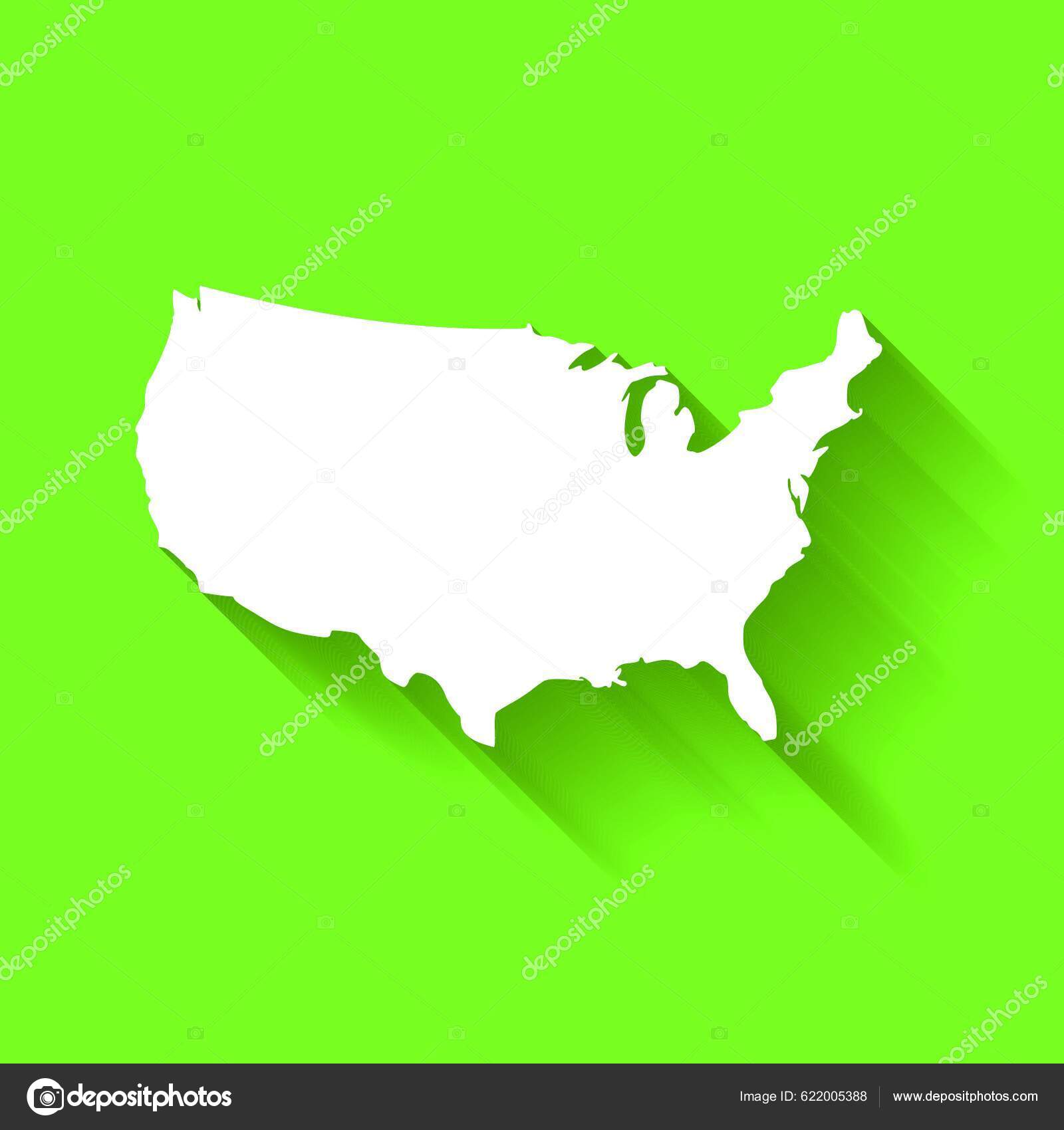 United States America Usa White Map Silhouette Gradient Long Shadow ...
