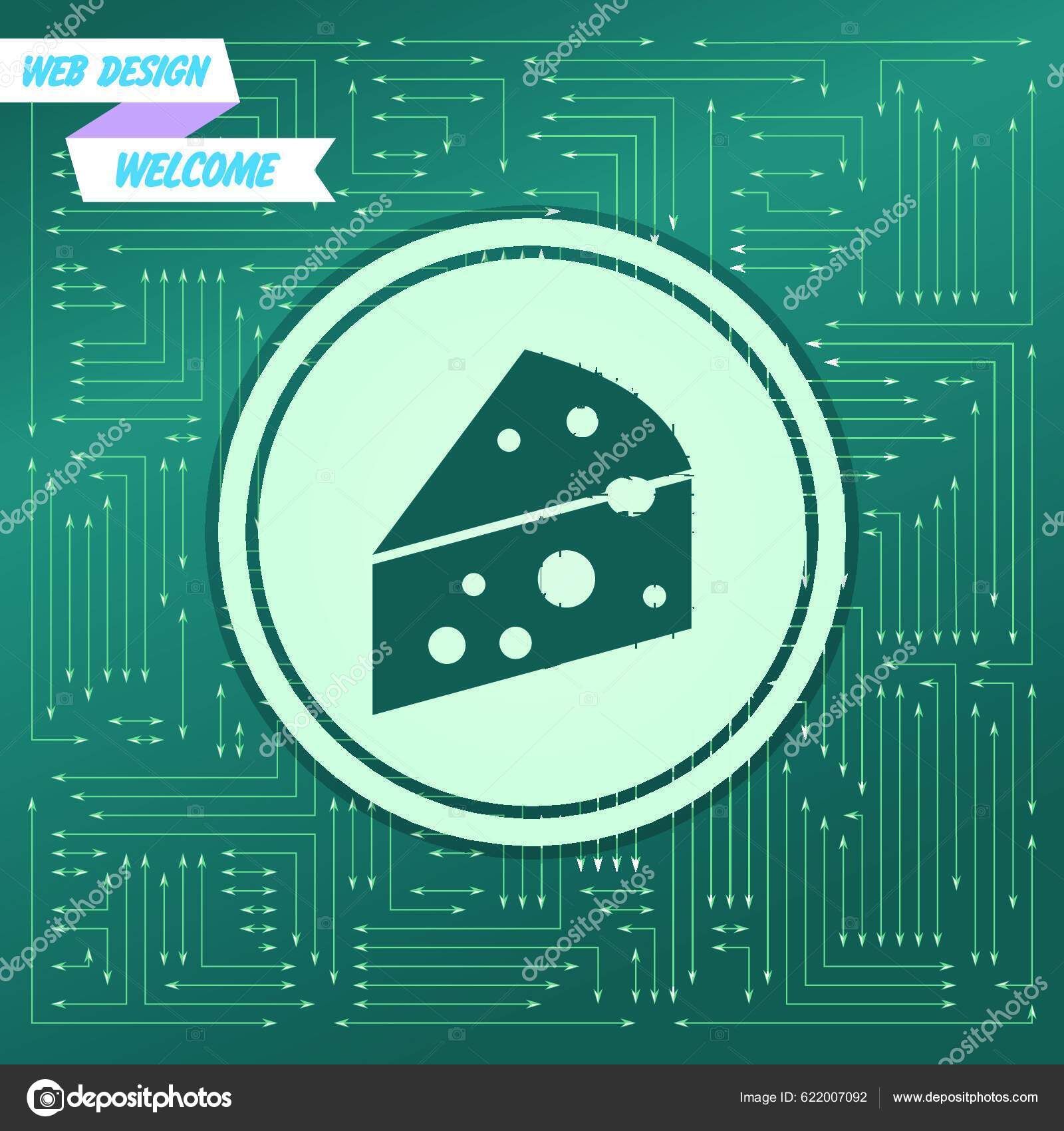 Cheese Icon Green Background Arrows Different Directions Appears ...