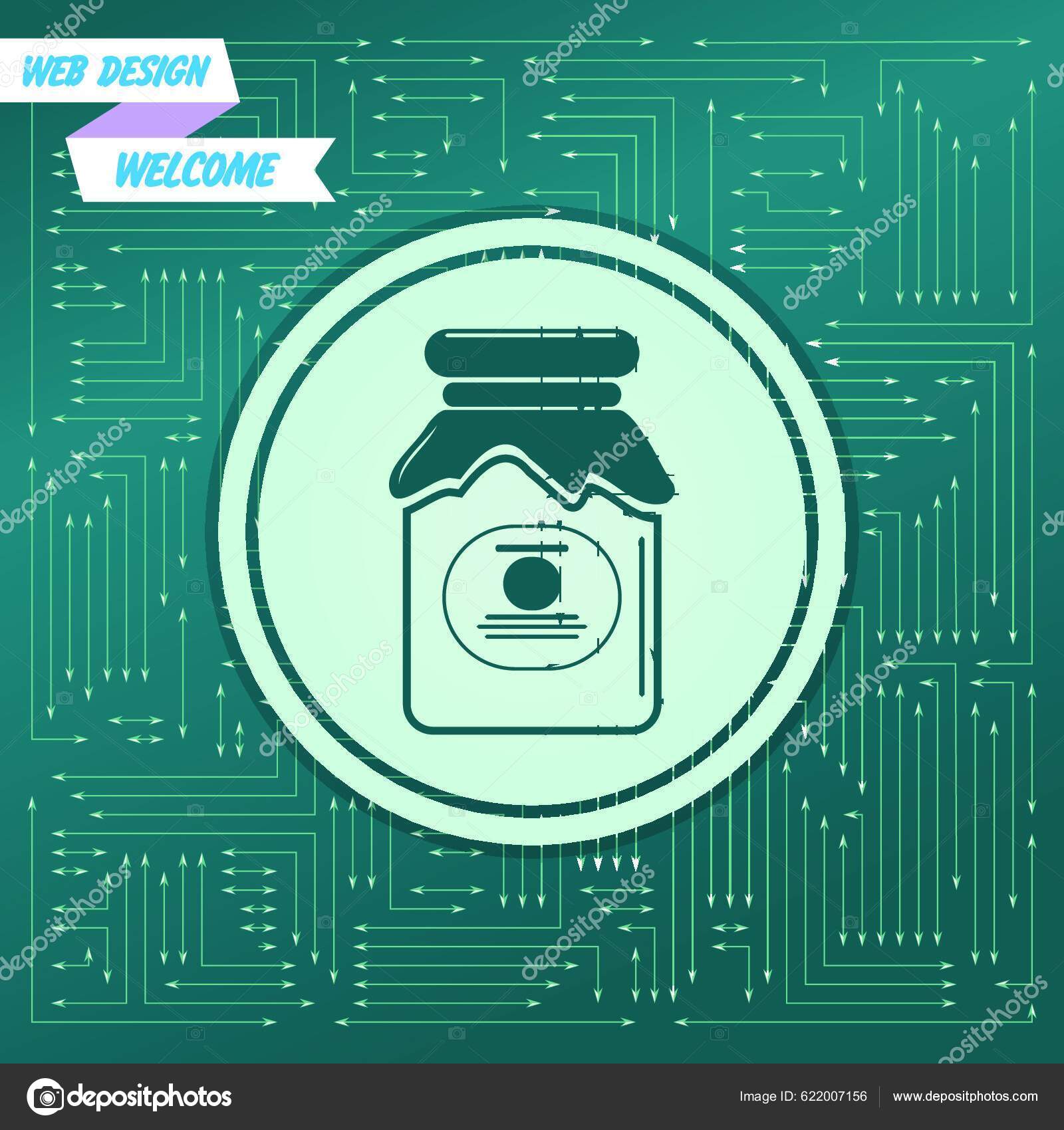 Jam Icon Green Background Arrows Different Directions Appears ...