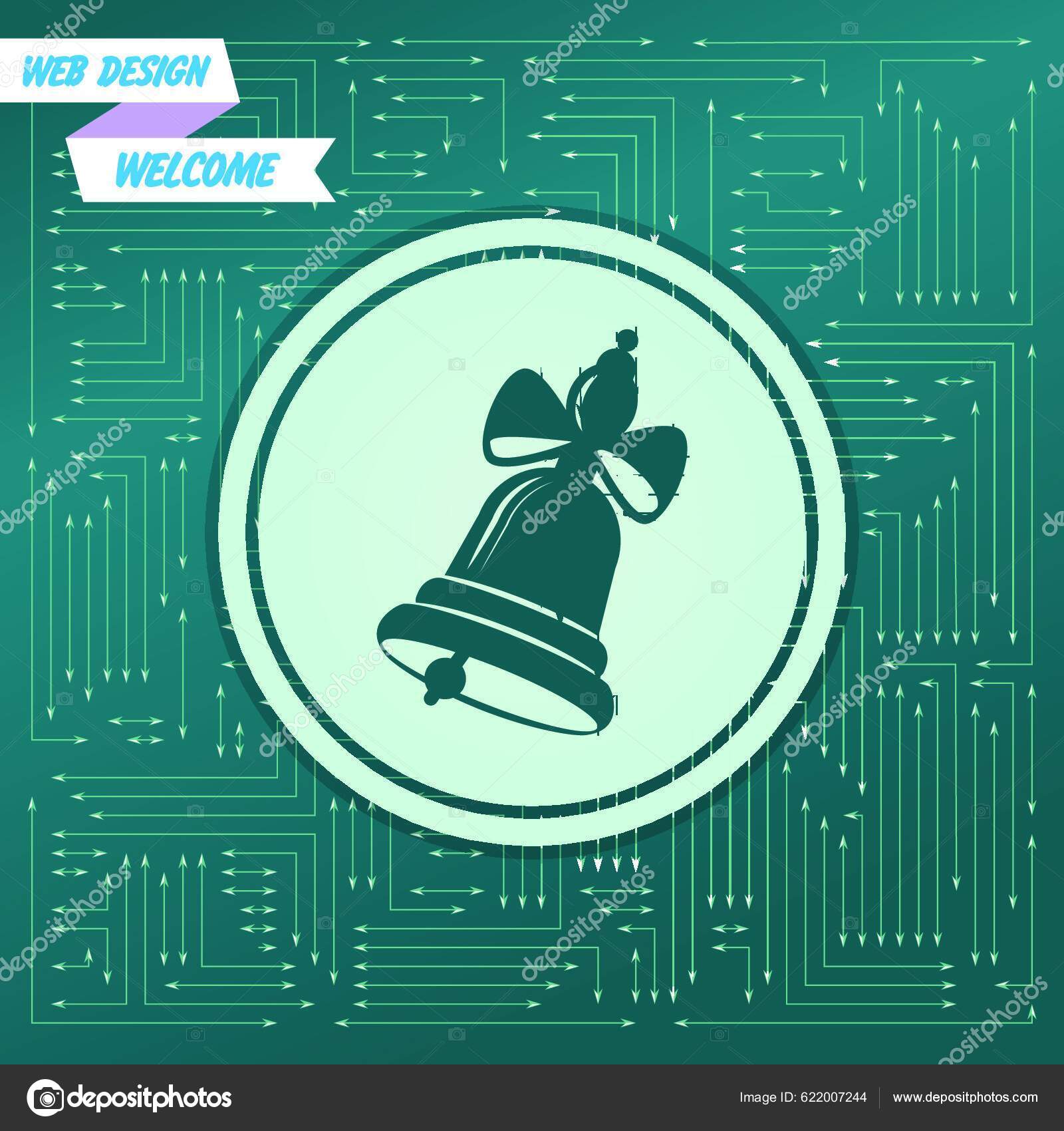 Ringing Bell Icon Green Background Arrows Different Directions Appears ...