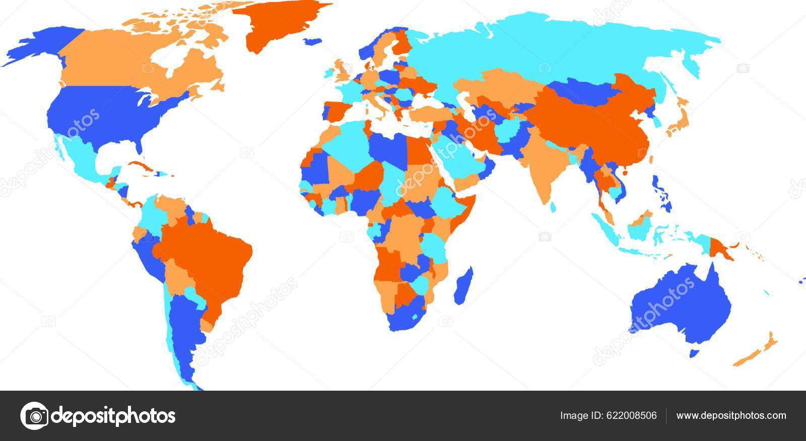 Political Map World Four Colors Isolated White Background Vector ...