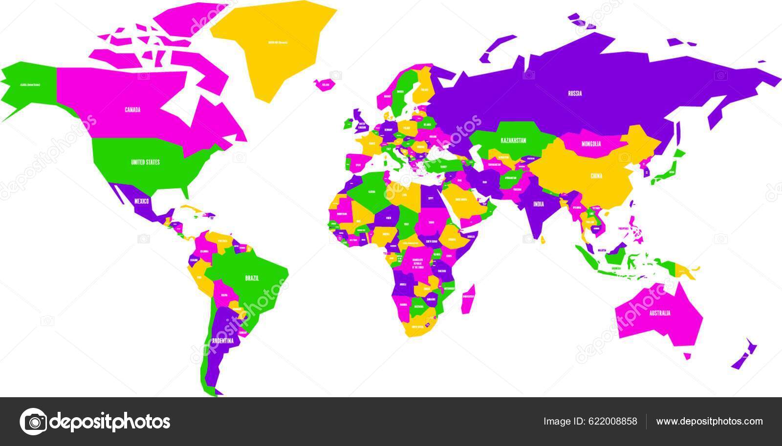 Mapa Colorido Del Mundo Mapa Vectorial Simplificado Con Etiquetas ...