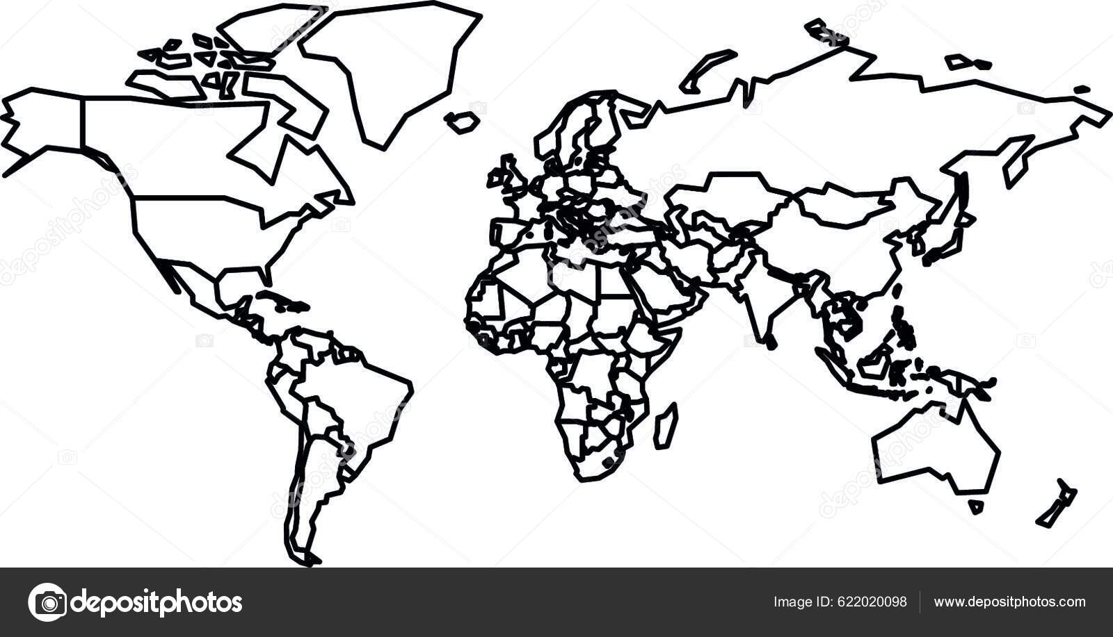 Politieke Kaart Van Wereld Blanco Kaart Voor Schoolquiz Vereenvoudigde ...