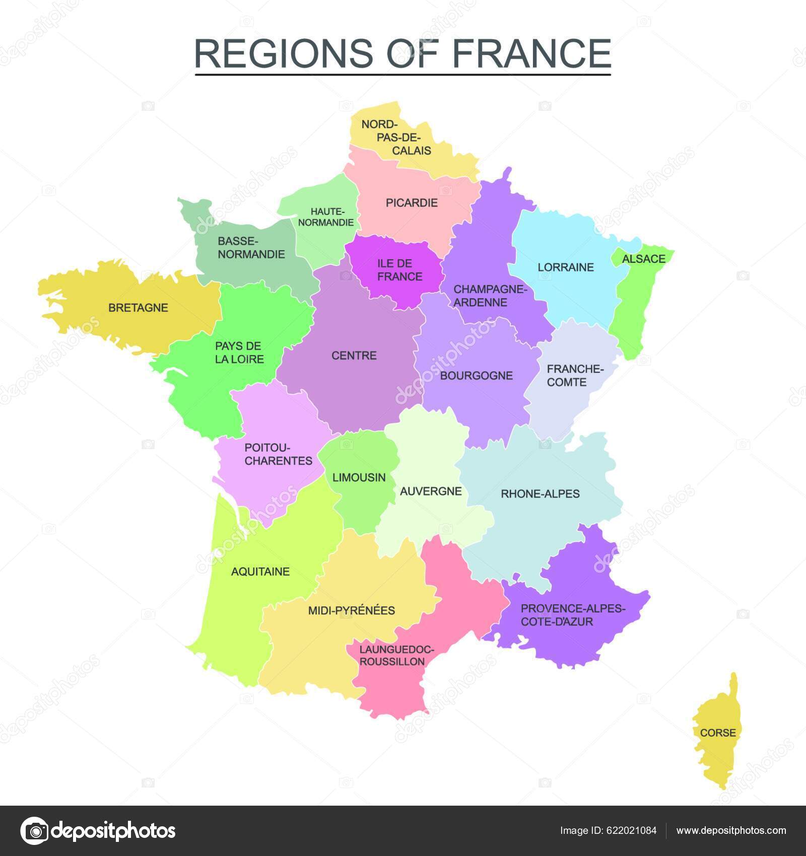 Interactive Colorful Map Metropolitans French Regions White Background ...