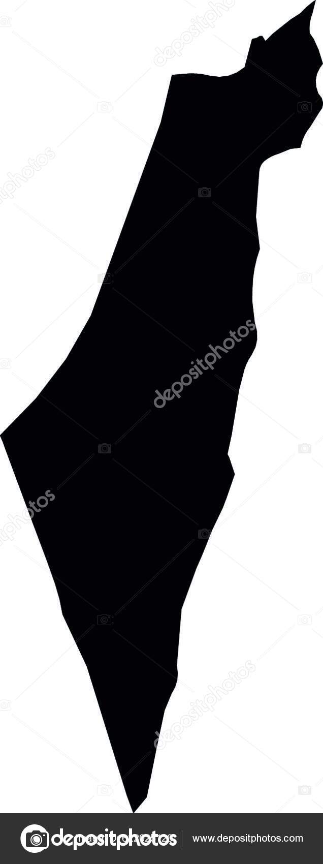 Israel Durchgehende Schwarze Silhouette Landkarte Des Landes Einfache ...