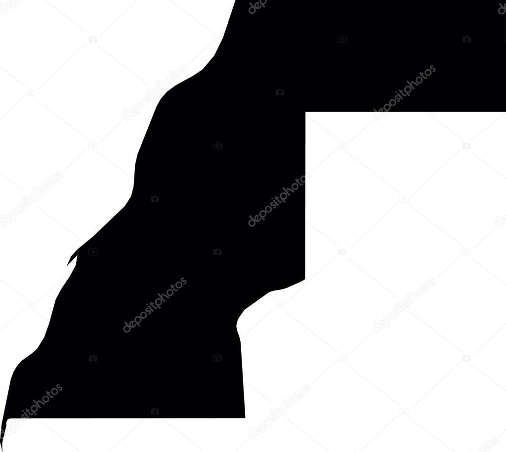 Sahara Occidental Silueta Negra Sólida Mapa De La Zona Del País