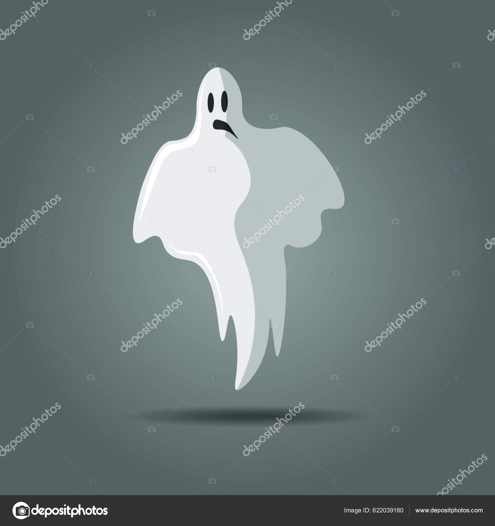 Vector Illustration White Ghost Phantom Silhouette Isolated Gray ...