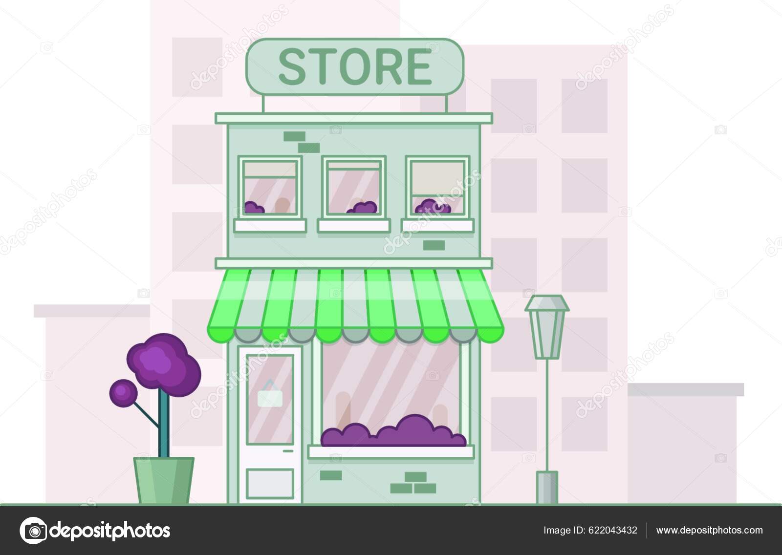 Tienda Ilustración Estilo Dibujos Animados Fachada Shope Vector de ...