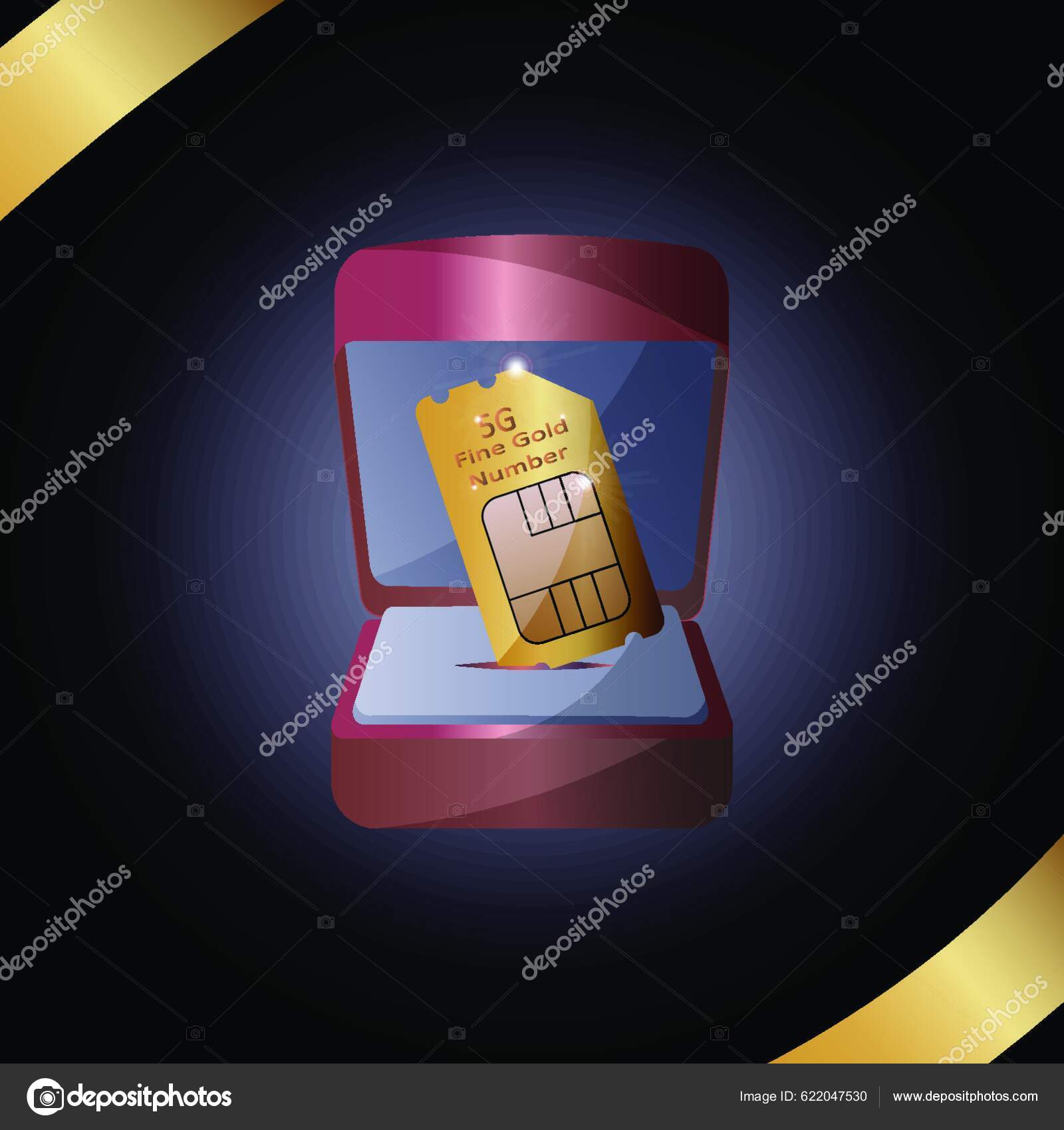 Golden Sim Number Gift Box Jewelry Standard Communication Mobile ...