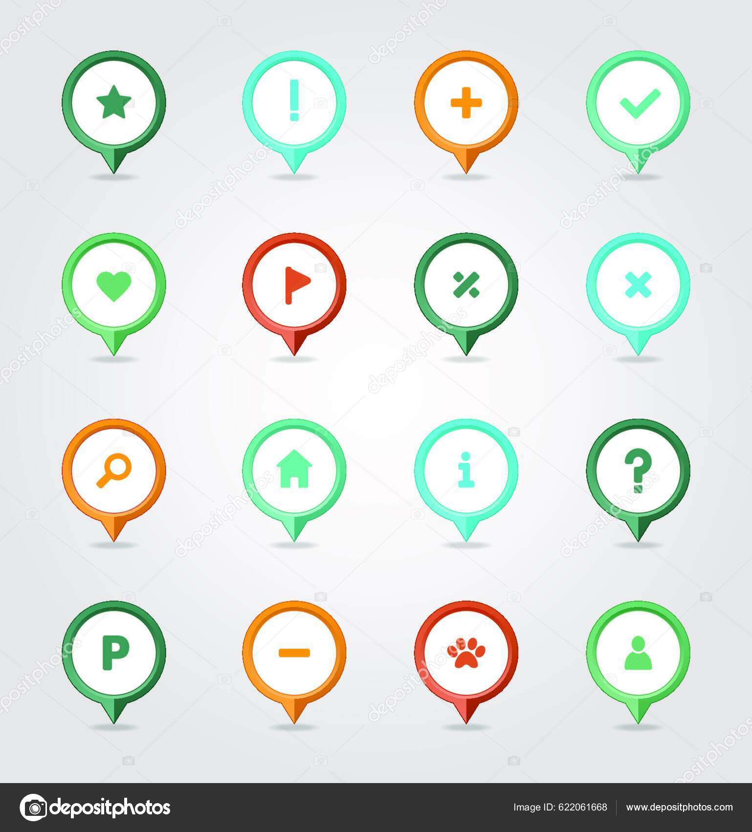 Conjunto Iconos Mapa Pin Puntero Mapa Indicadores Mapa Vector de stock ...