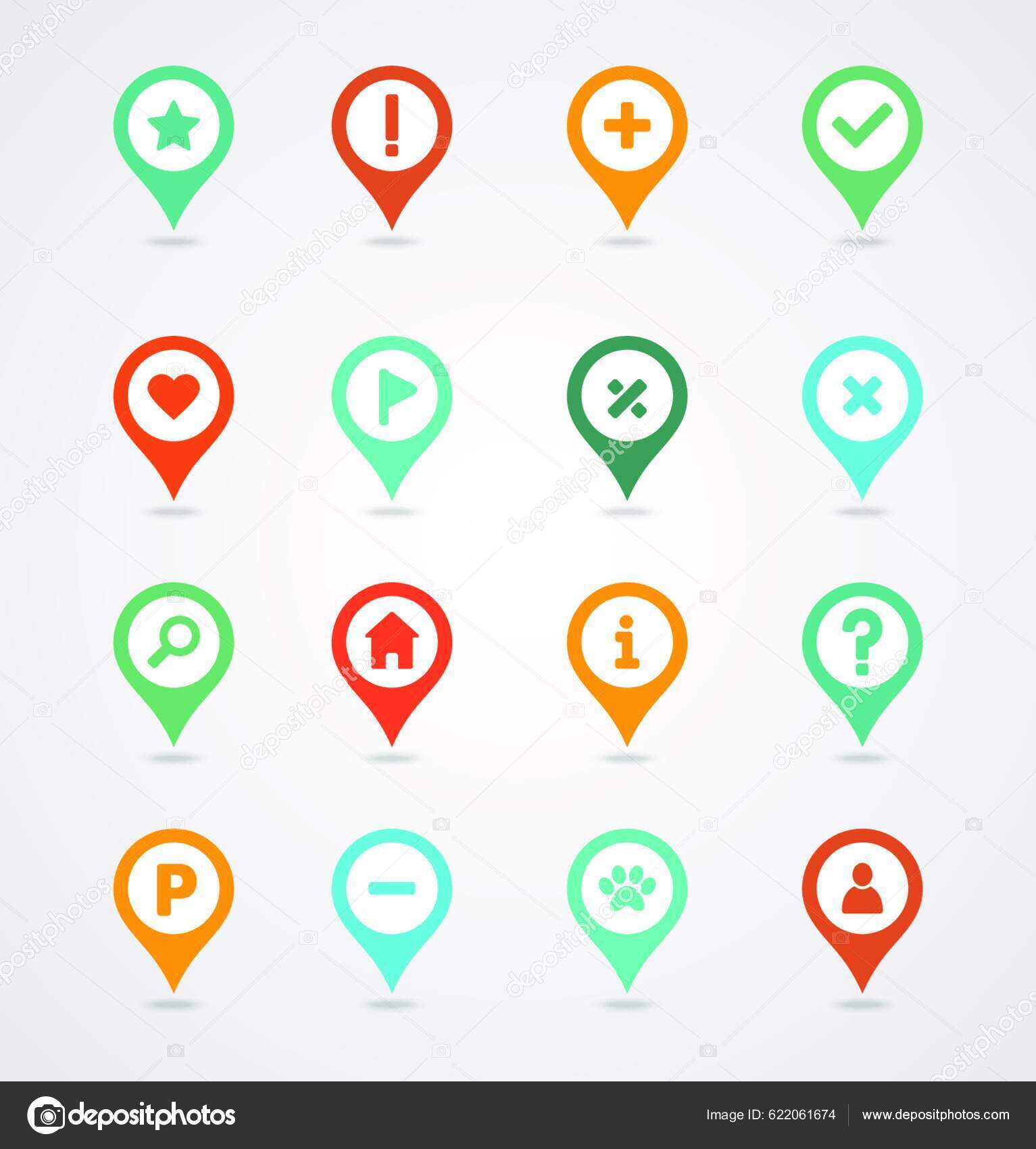 Conjunto Iconos Mapa Pin Puntero Mapa Indicadores Mapa Vector de stock ...