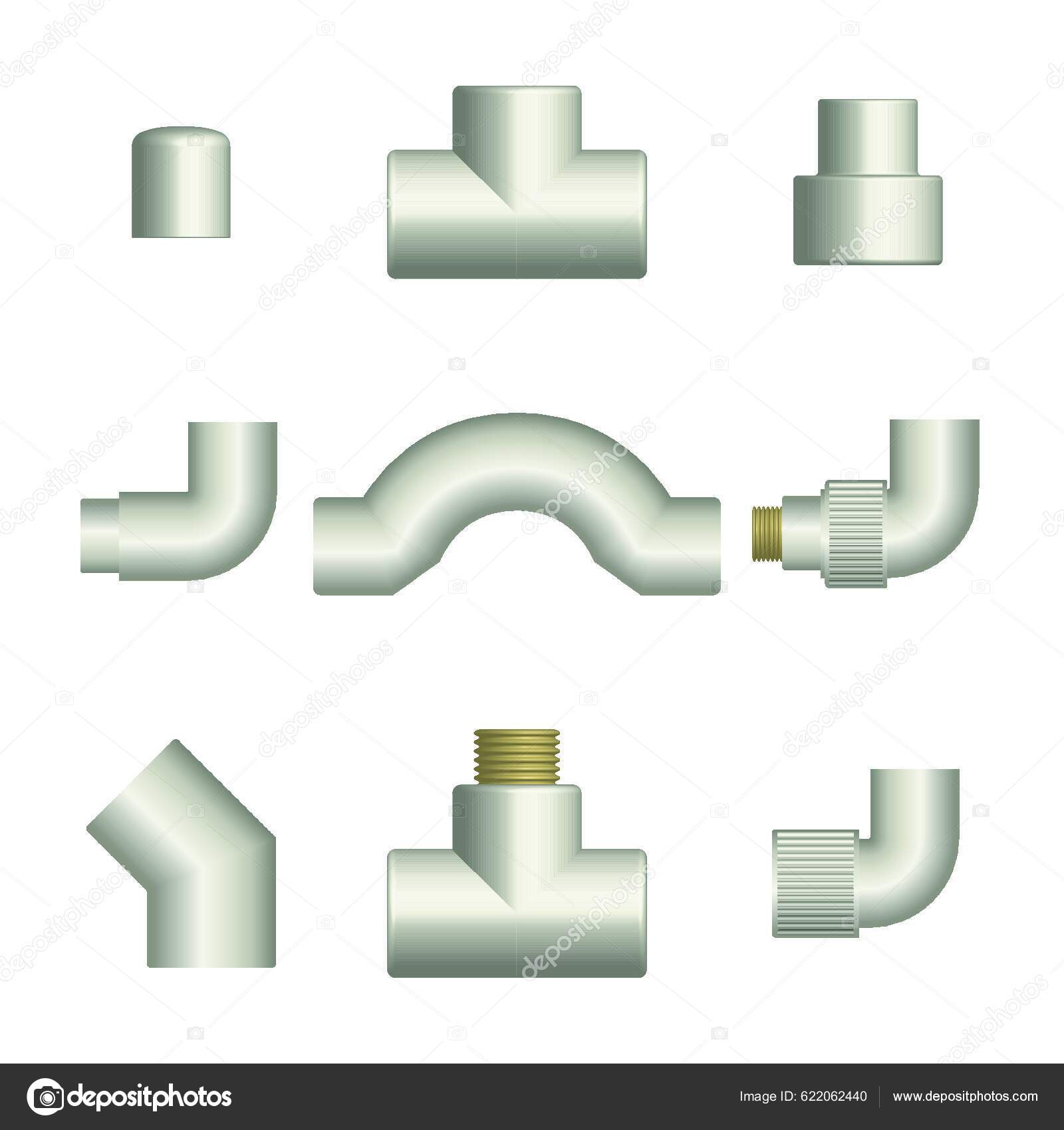 Set Fittings Connections Plastic Pipes Vector Illustration Stock Vector ...